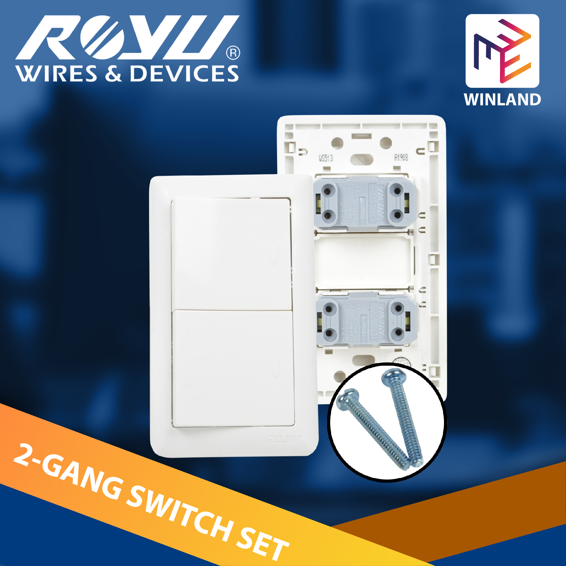 Royu by Winland Super Wide Series 2-Gang Switch Set Electrical Wiring ...
