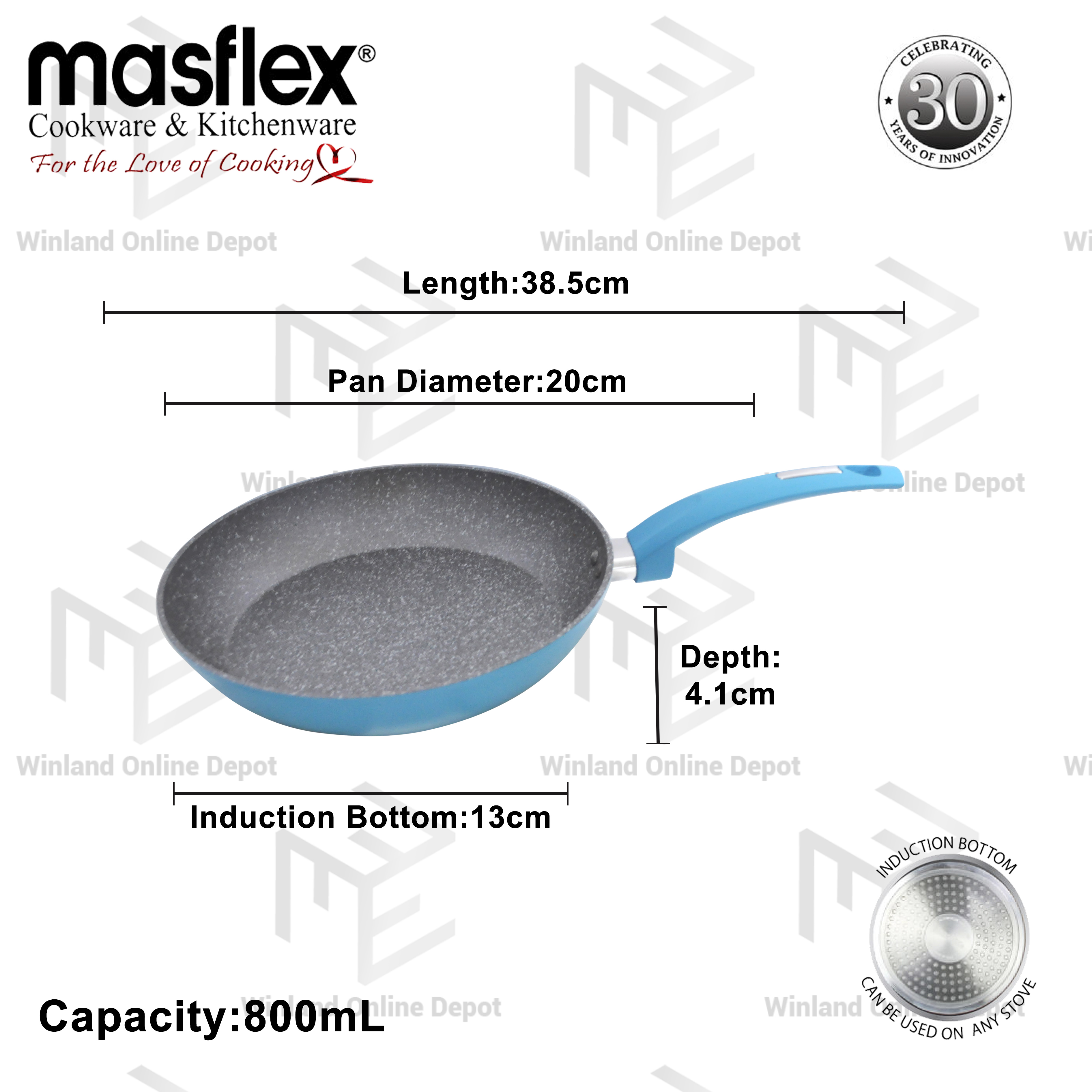 Masflex by Winland Spectrum Aluminum Non Stick Induction Fry Pan 20cm ...