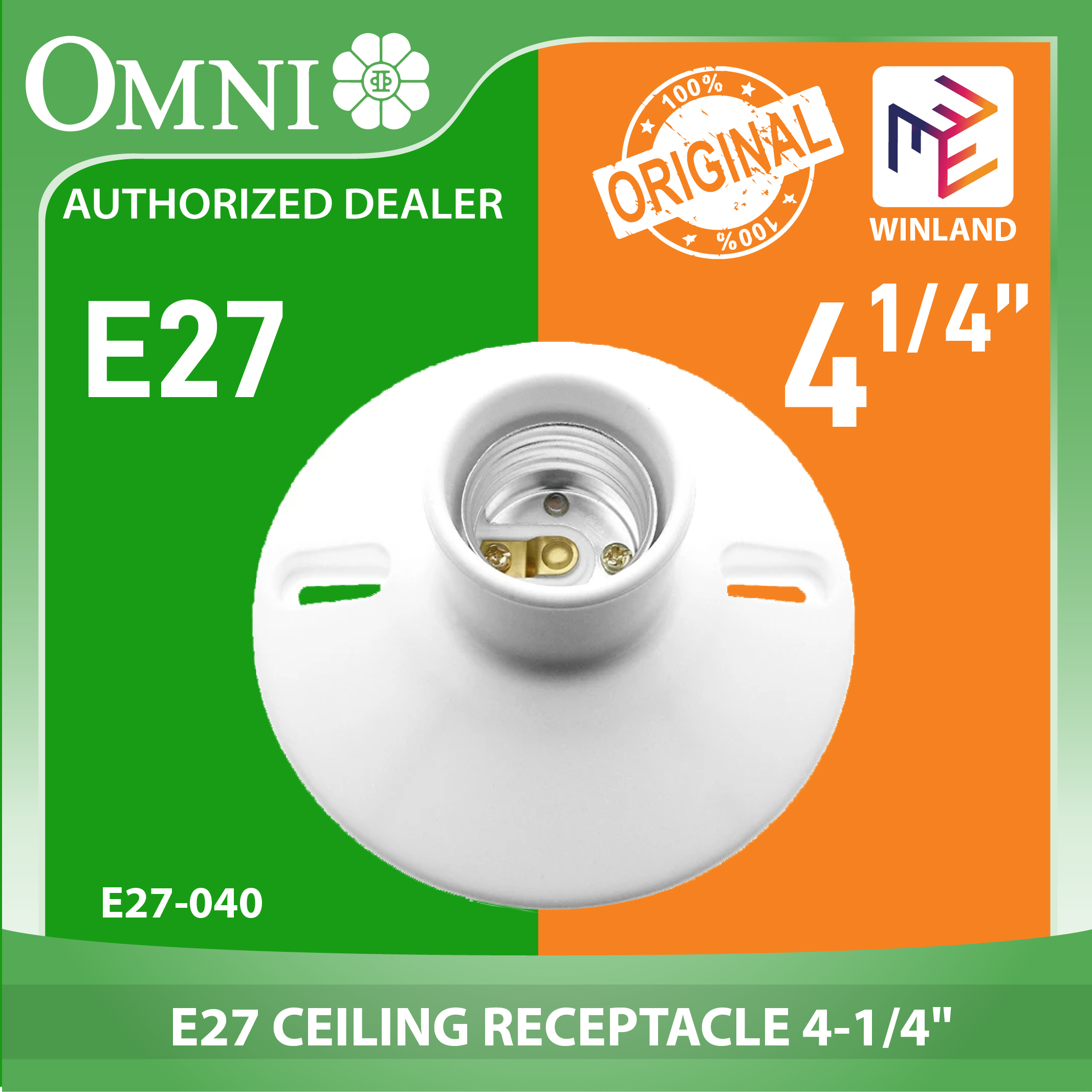 OMNI by Winland E27 Ceiling Bulb Light Receptacle 4 1/4" Diameter with ...