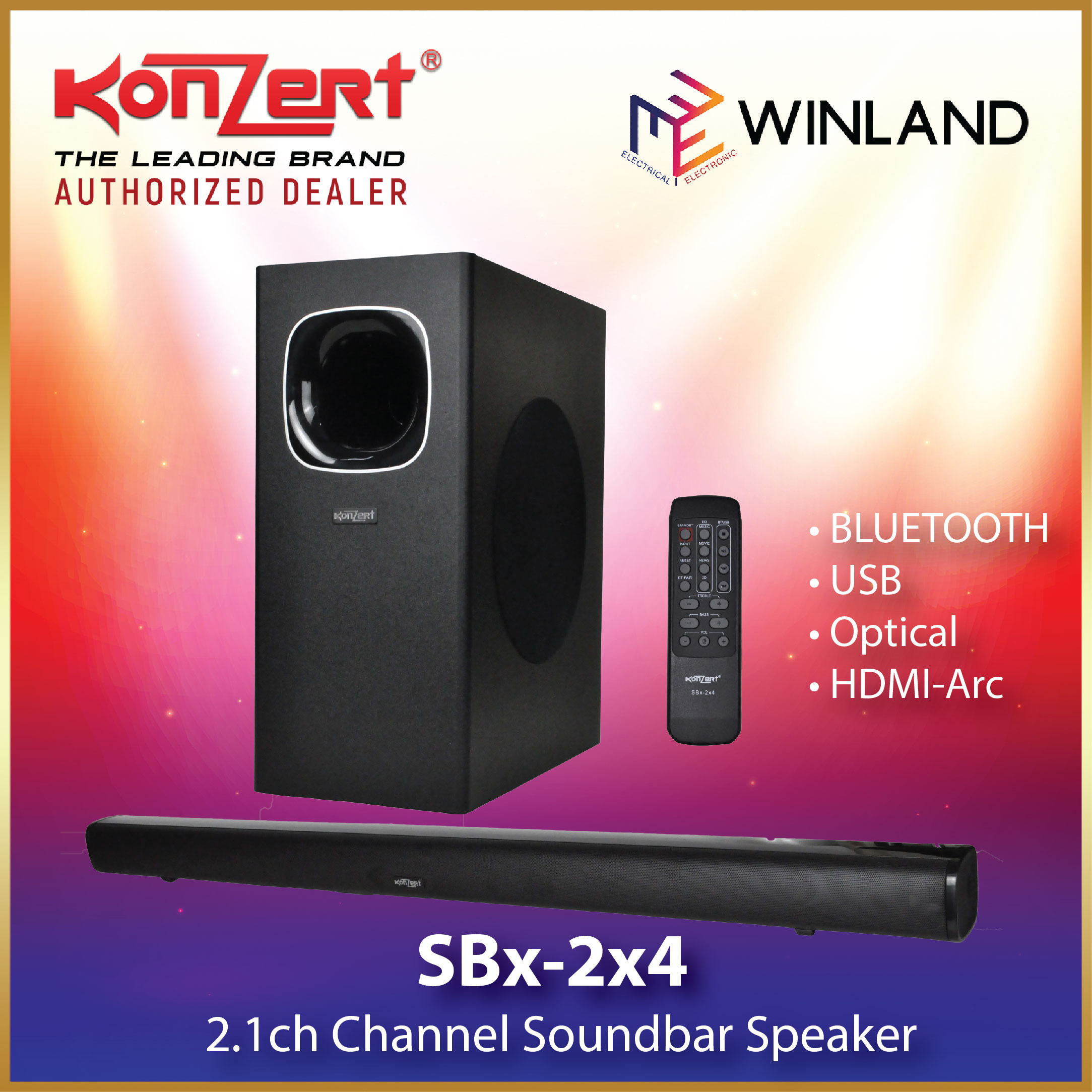 KONZERT by Winland 2.1CH Soundbar Speaker System with Bluetooth, USB ...