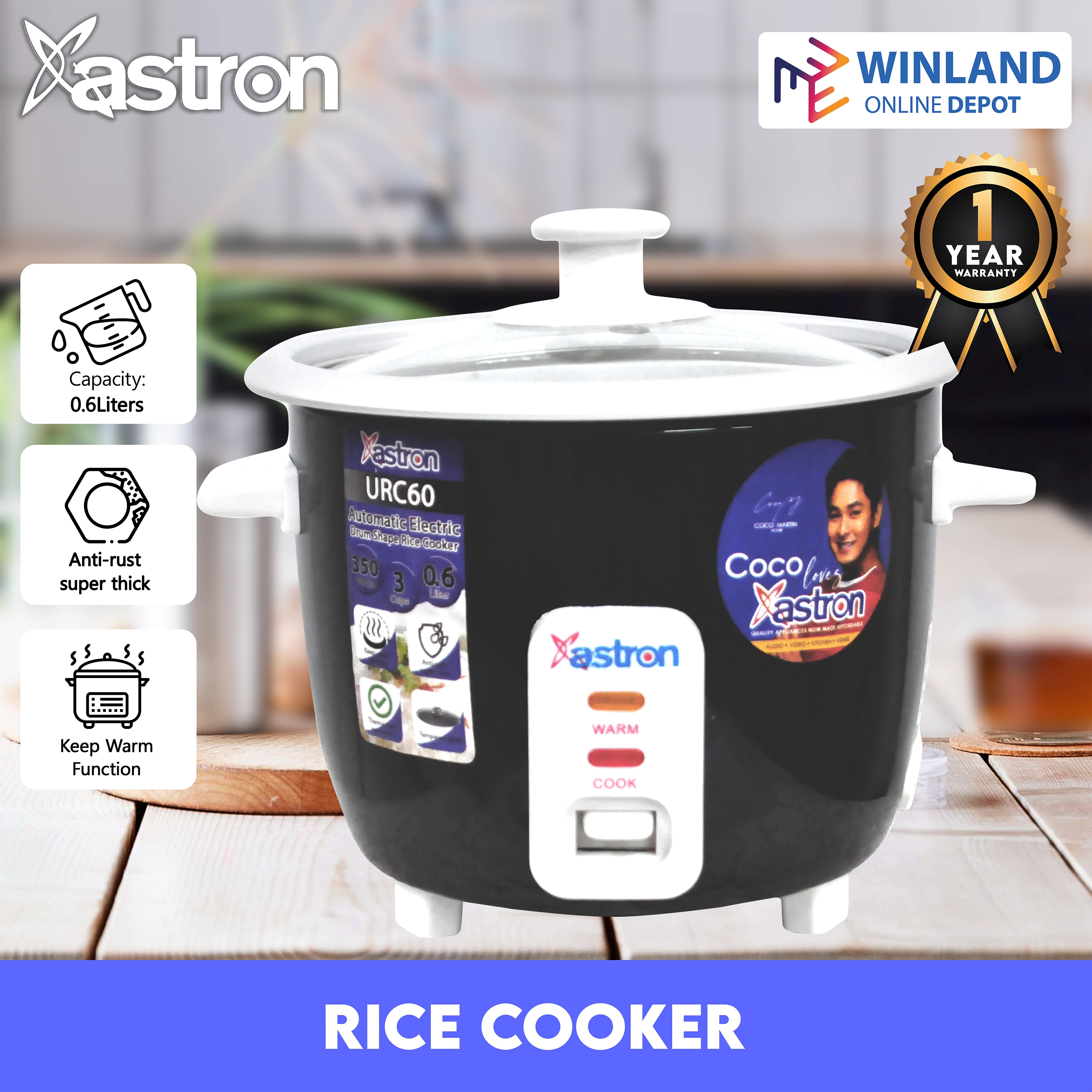 Astron by Winland Automatic Electric Drum Shape Rice Cooker 0.6L | 3 ...