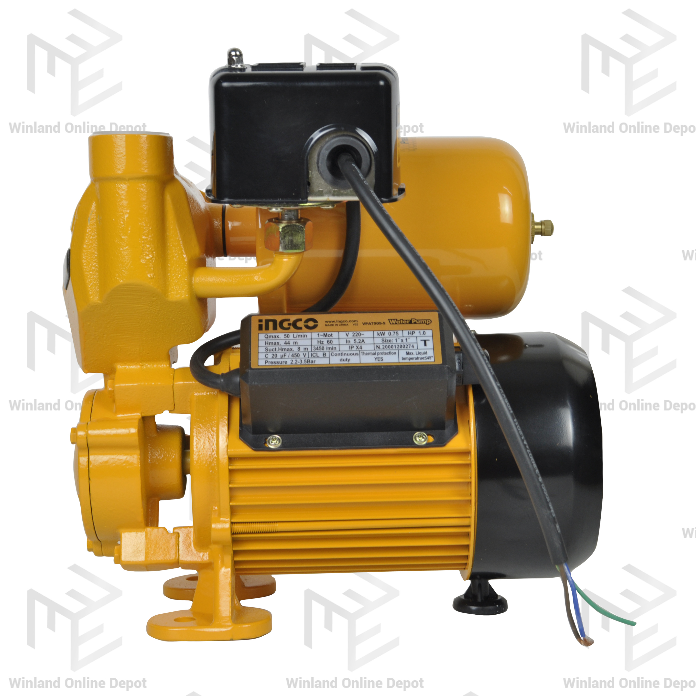 Ingco by Winland Self-Priming Peripheral Pump 1.0HP 750W VPA7505-5 ING ...