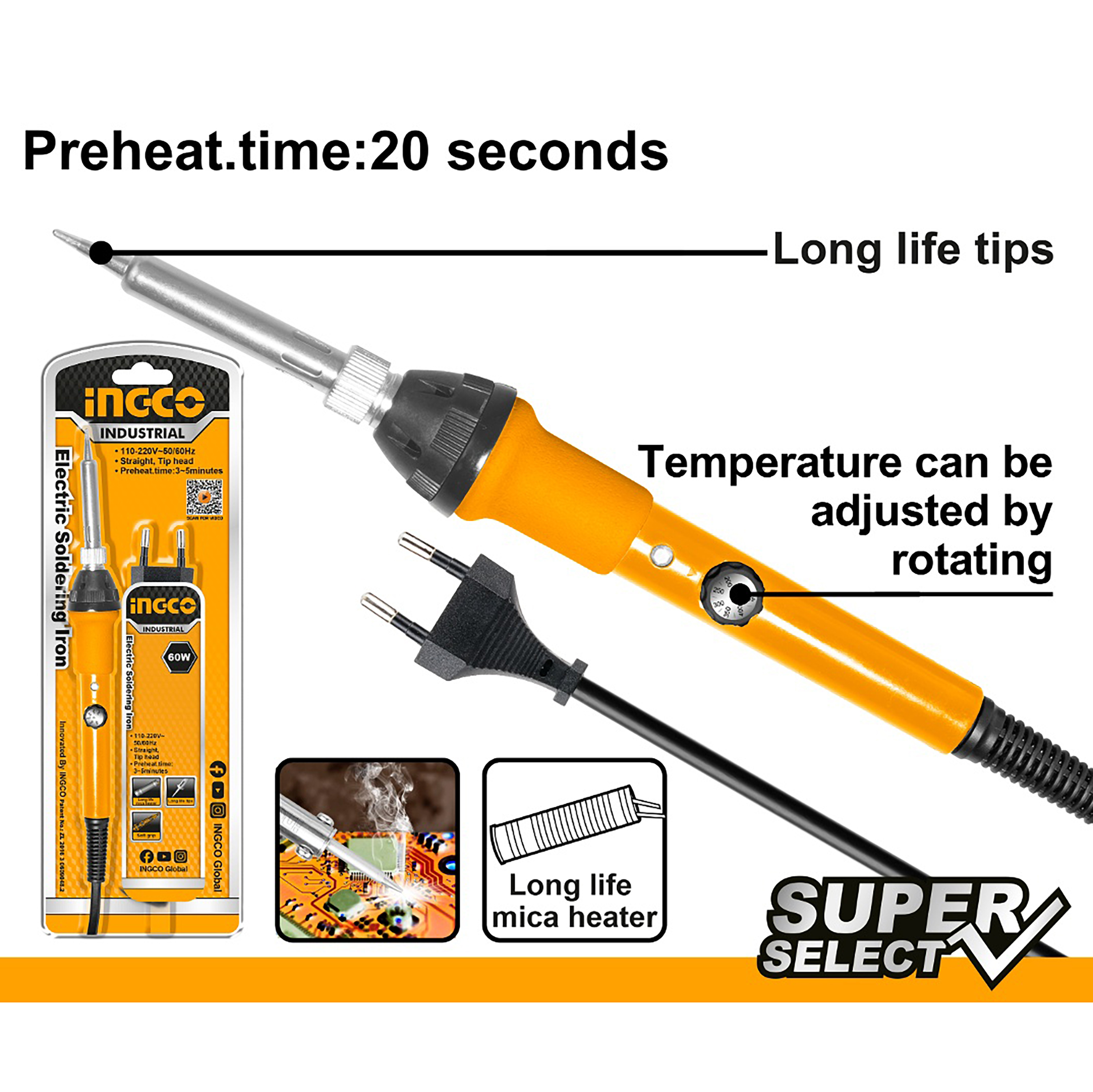 Ingco by Winland Super Select Tin Pencil Soldering Iron 60W-100W ...