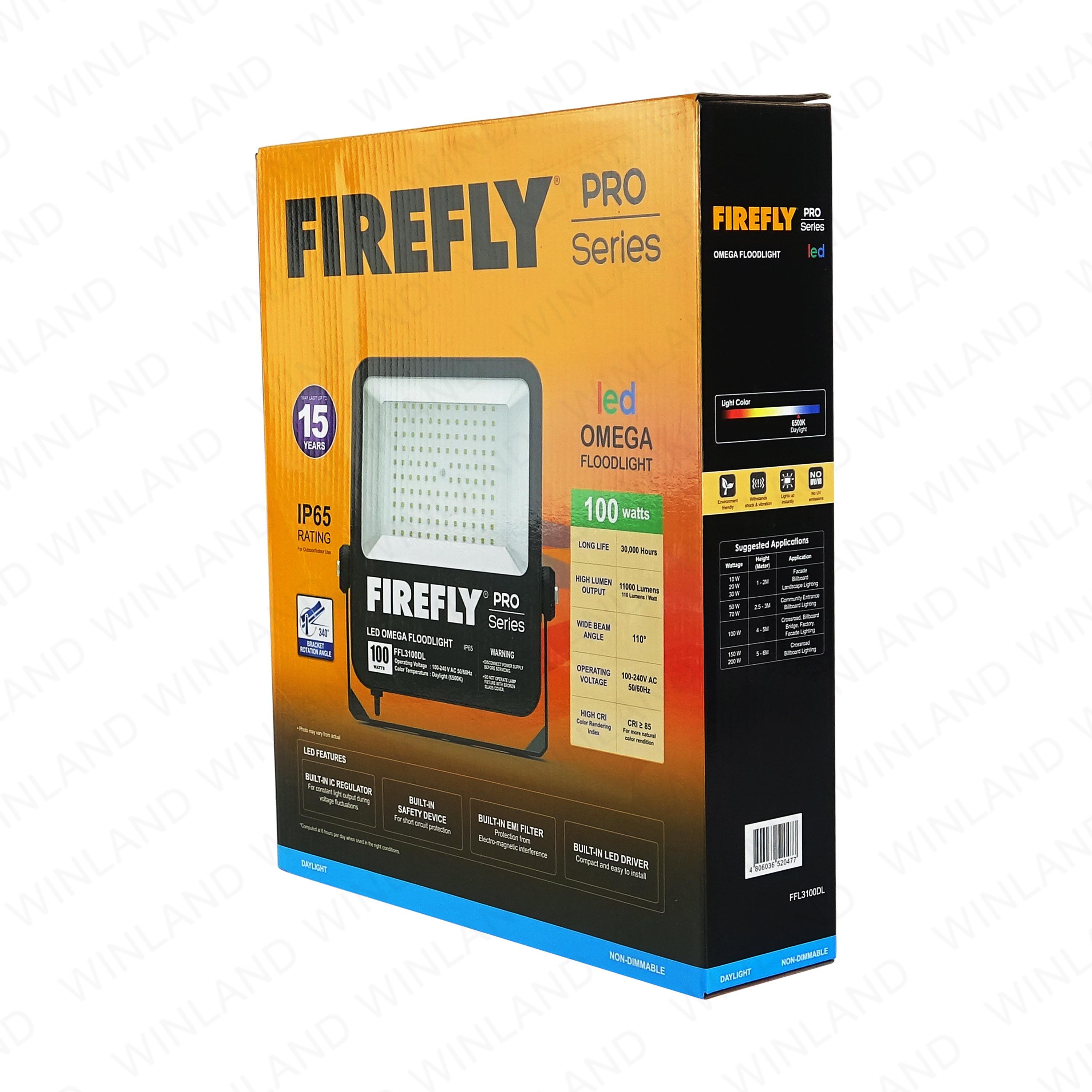 Firefly by Winland PRO Series LED Omega Floodlight ( 100W / 100-240V AC ...