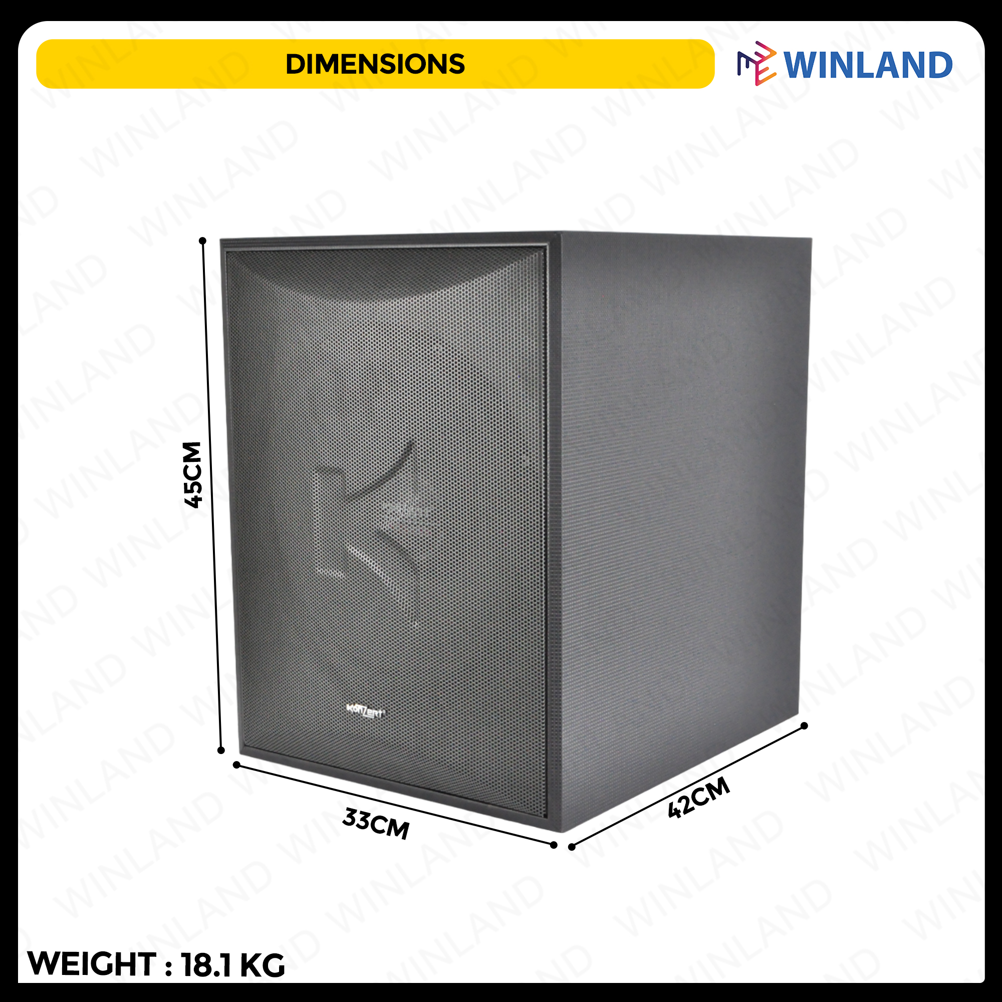 Konzert by Winland KS-12SUB Powered / Active Subwoofer 12" 300W (1 ...