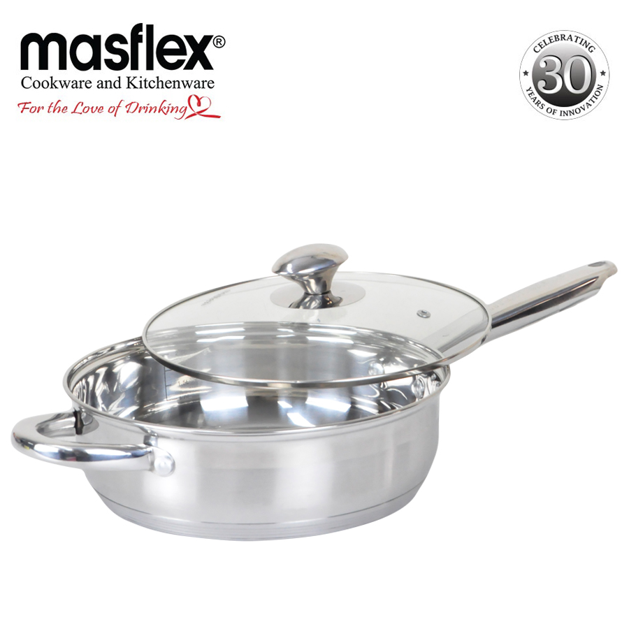 Masflex by Winland 24cm Stainless Steel Induction Frypan with Glass Lid ...