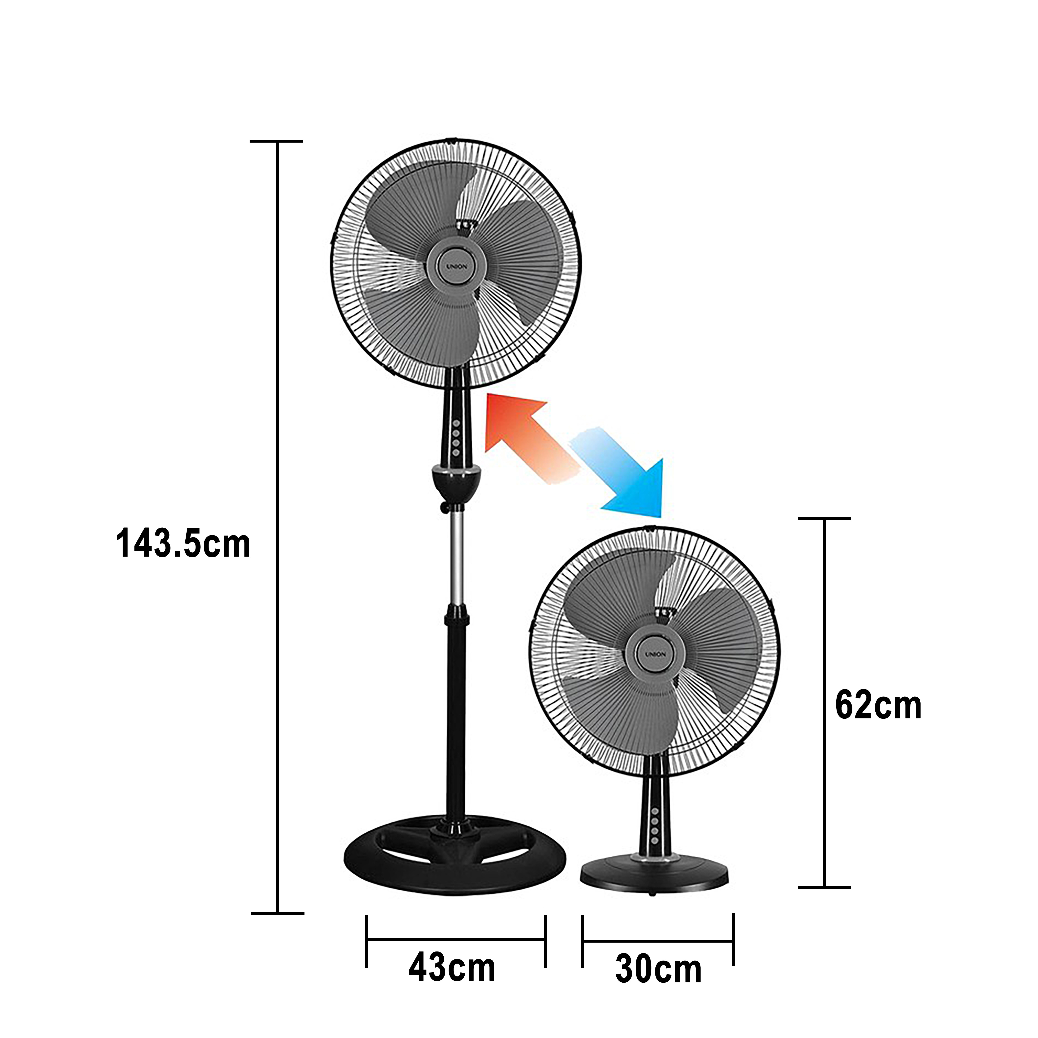 Union by Winland 16inches 2-in-1 Convertible Stand Fan, Desk Fan ...