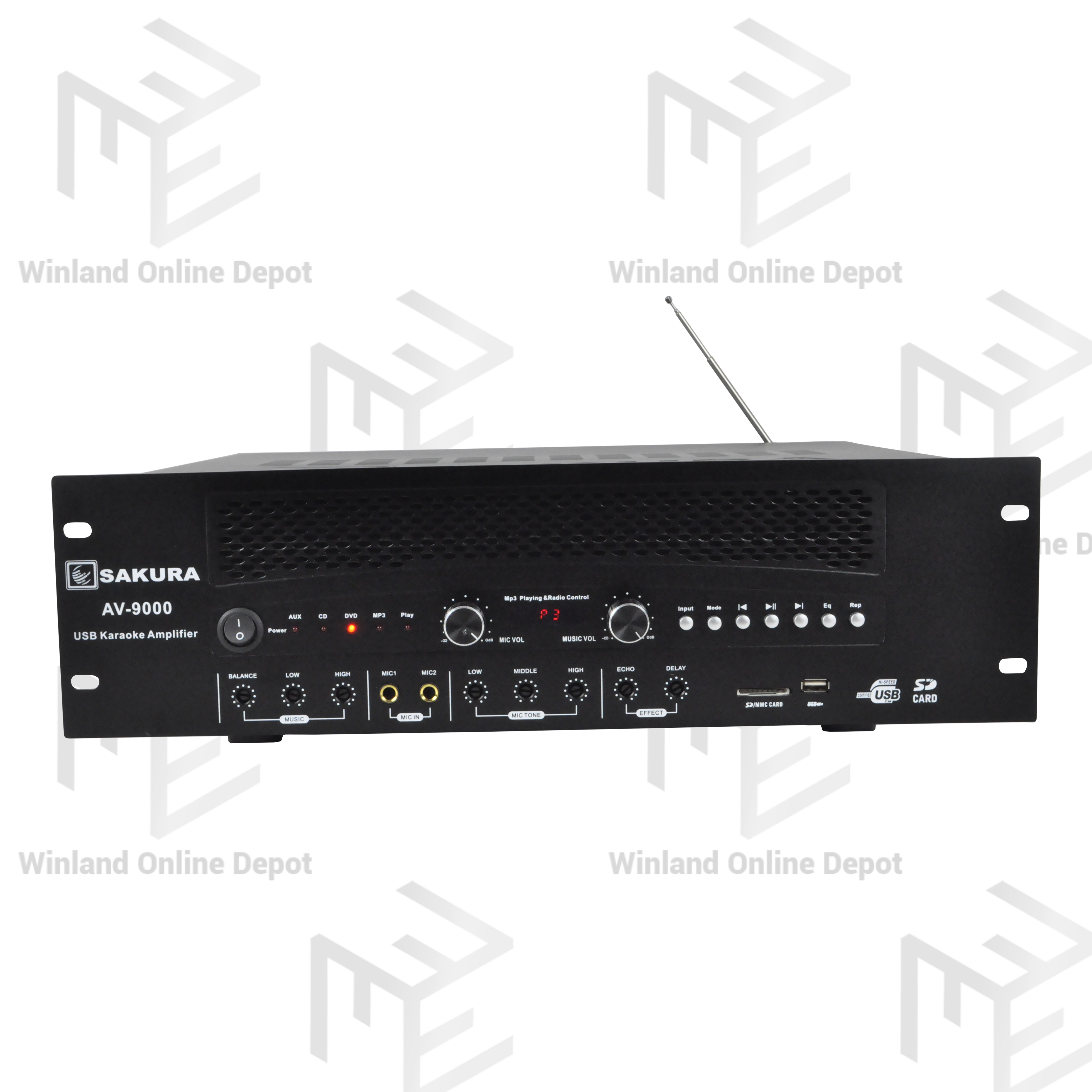 Sakura by Winland Professional 2 Channels | USB Karaoke Amplifier 1800Watts x 2 AV-9000 | Lazada PH