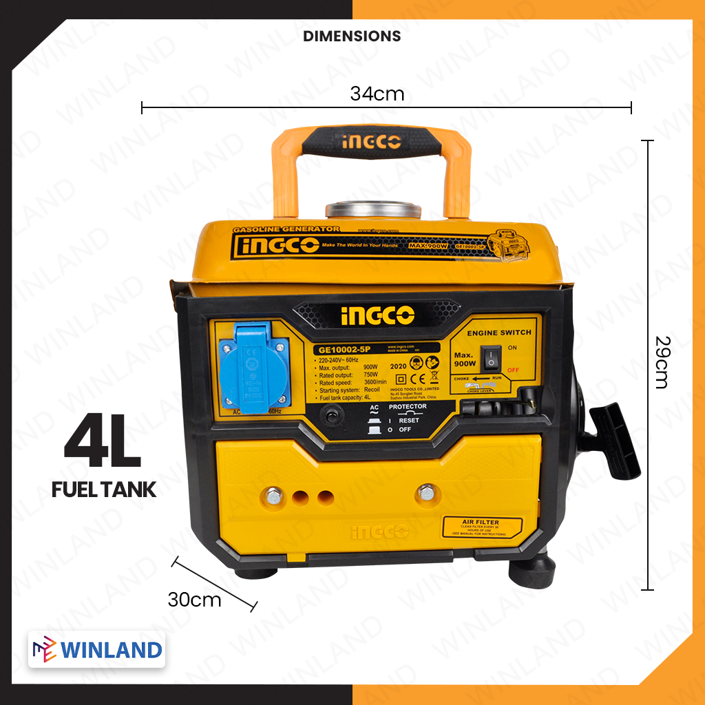Ingco by Winland Portable Gasoline Generator (900w) 1KVA 2 Stroke ...