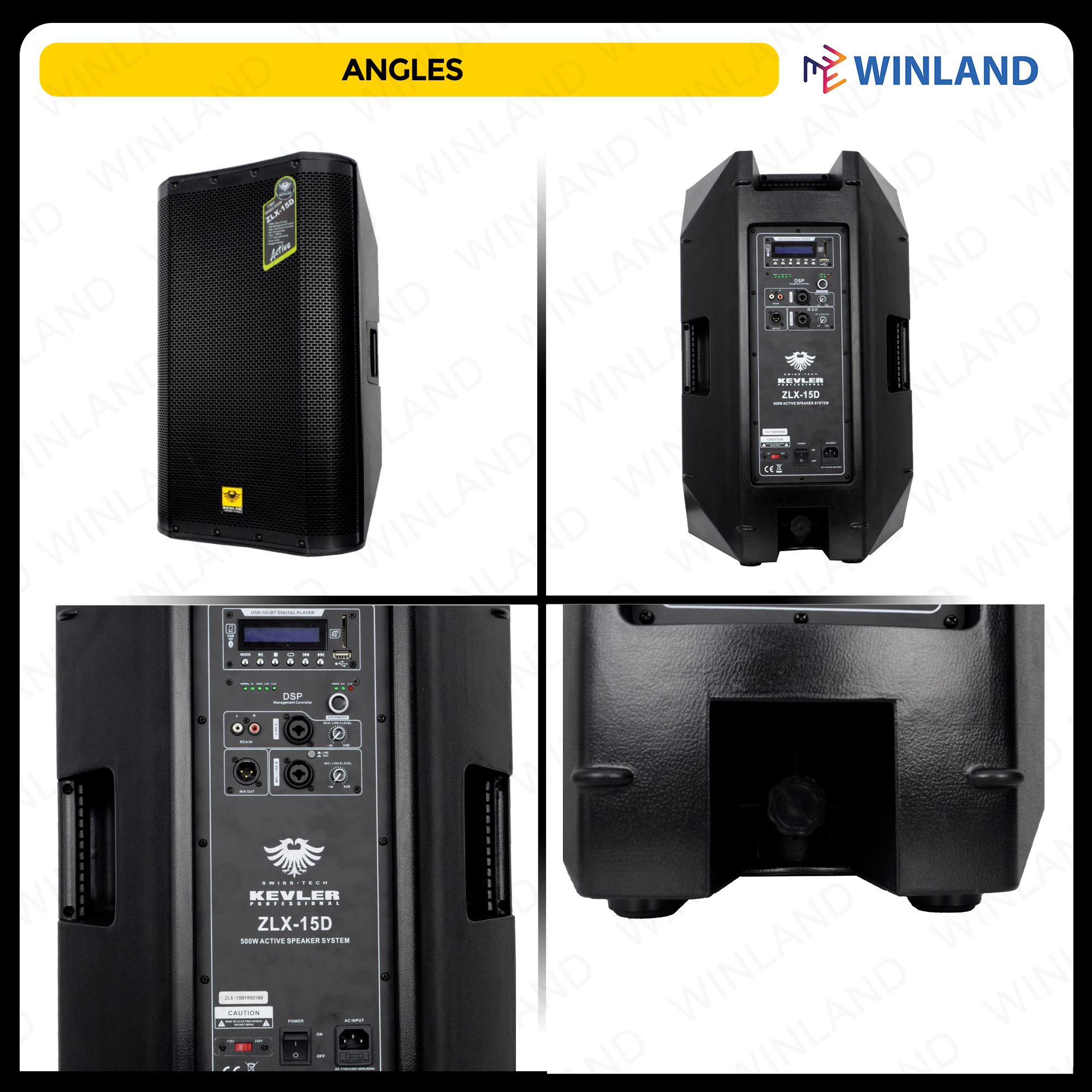 Kevler Professional by Winland ZLX-15D 15 inches Active Speaker System 500W with USB/Bluetooth ...