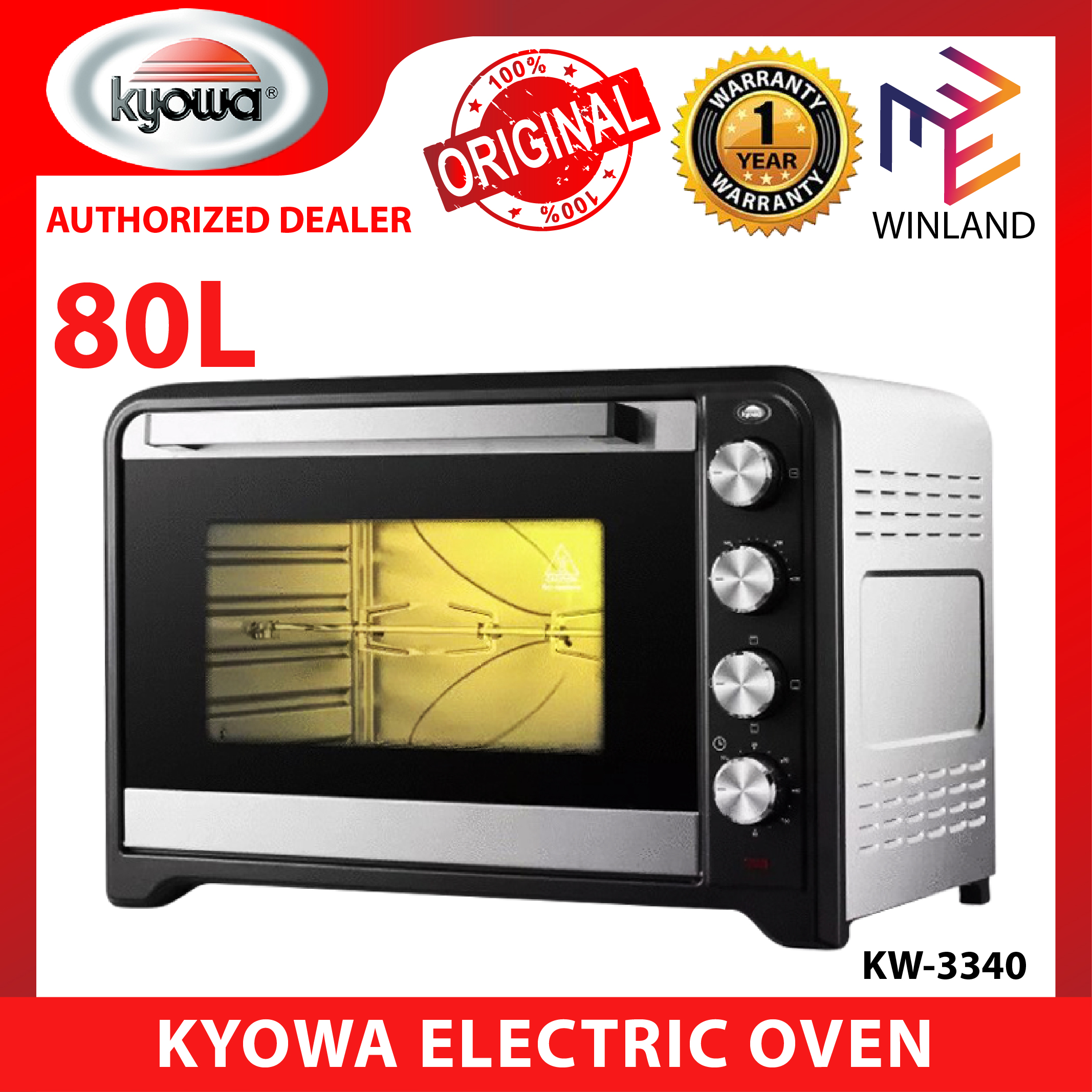 Kyowa by Winland Electric Oven 80 Liters large Oven Capacity (Stainless ...