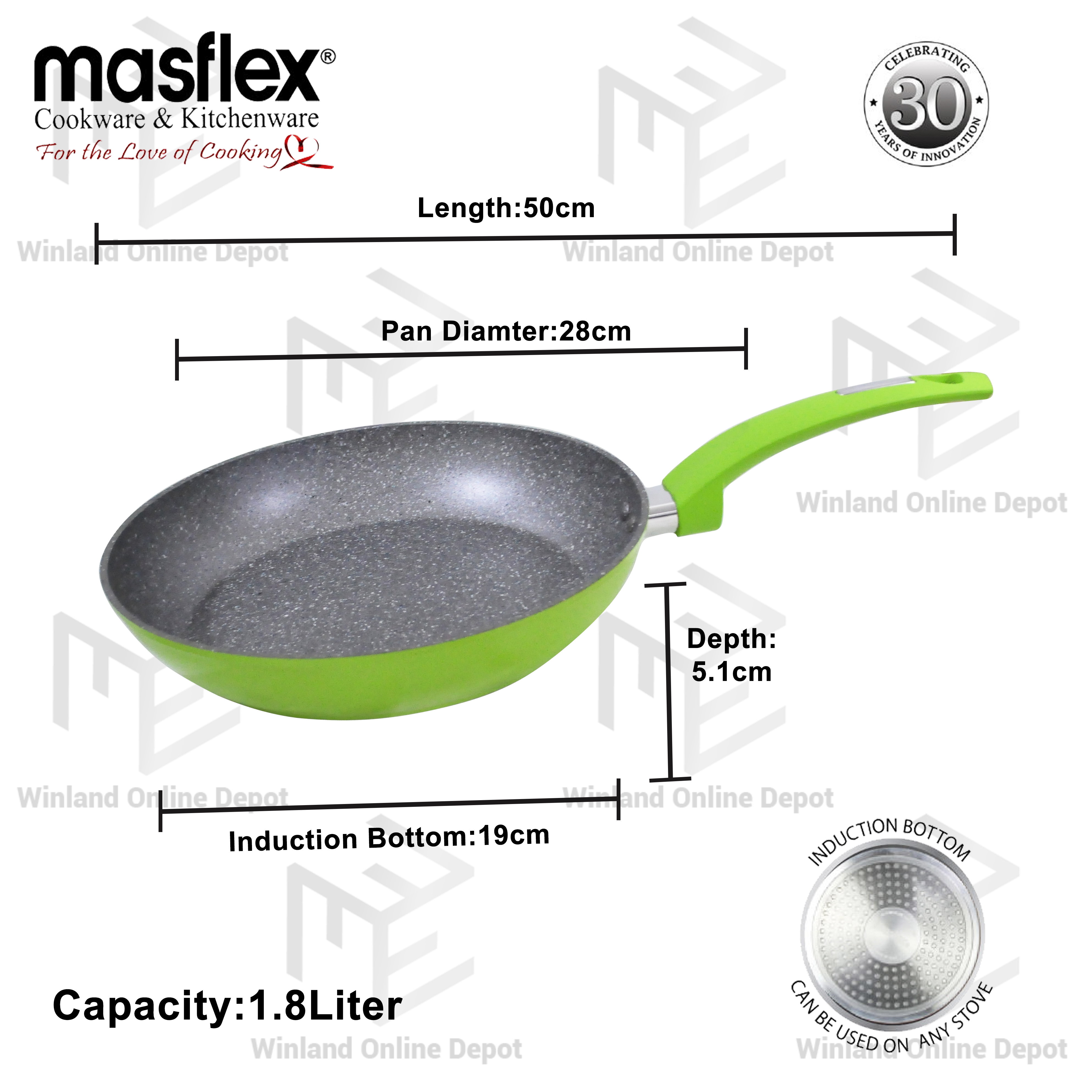Masflex by Winland Spectrum Aluminum Non Stick Induction Fry Pan 28cm ...