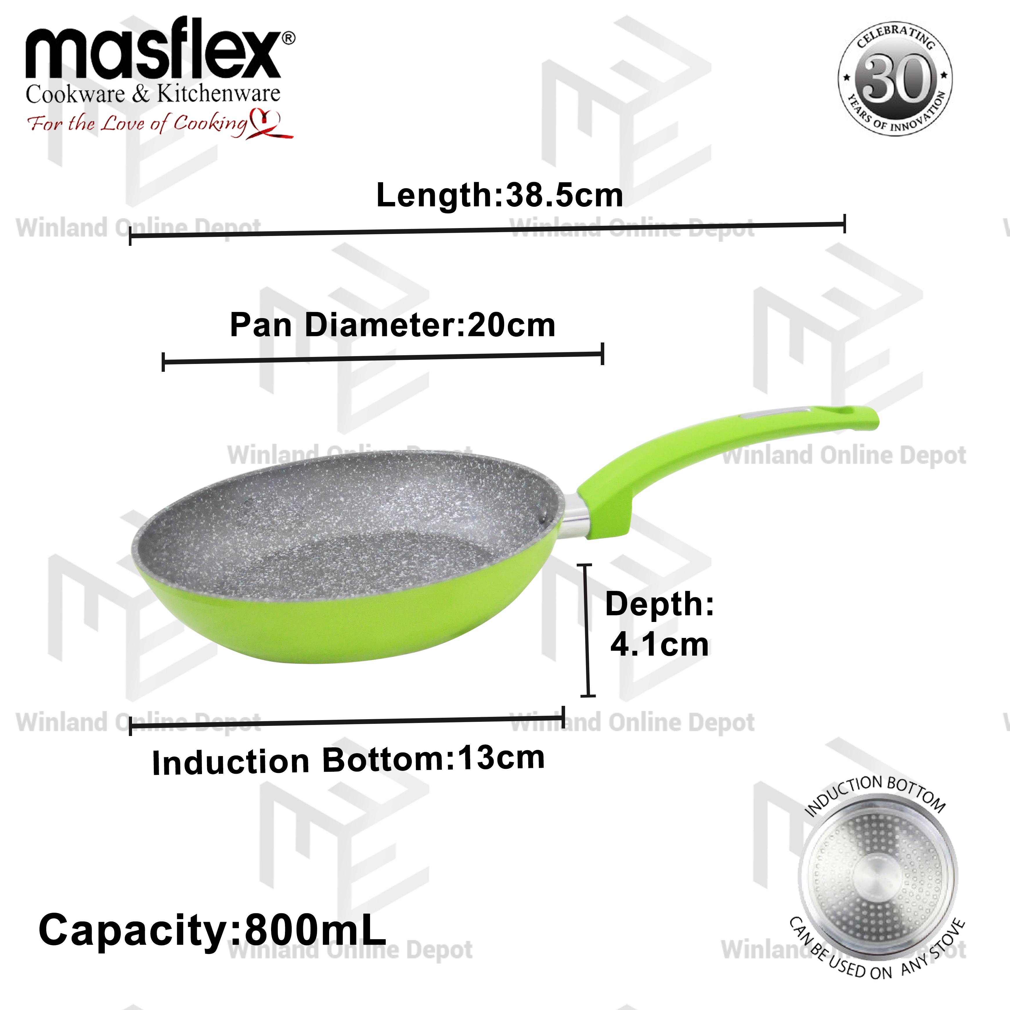 Masflex by Winland Spectrum Aluminum Non Stick Induction Fry Pan 20cm ...