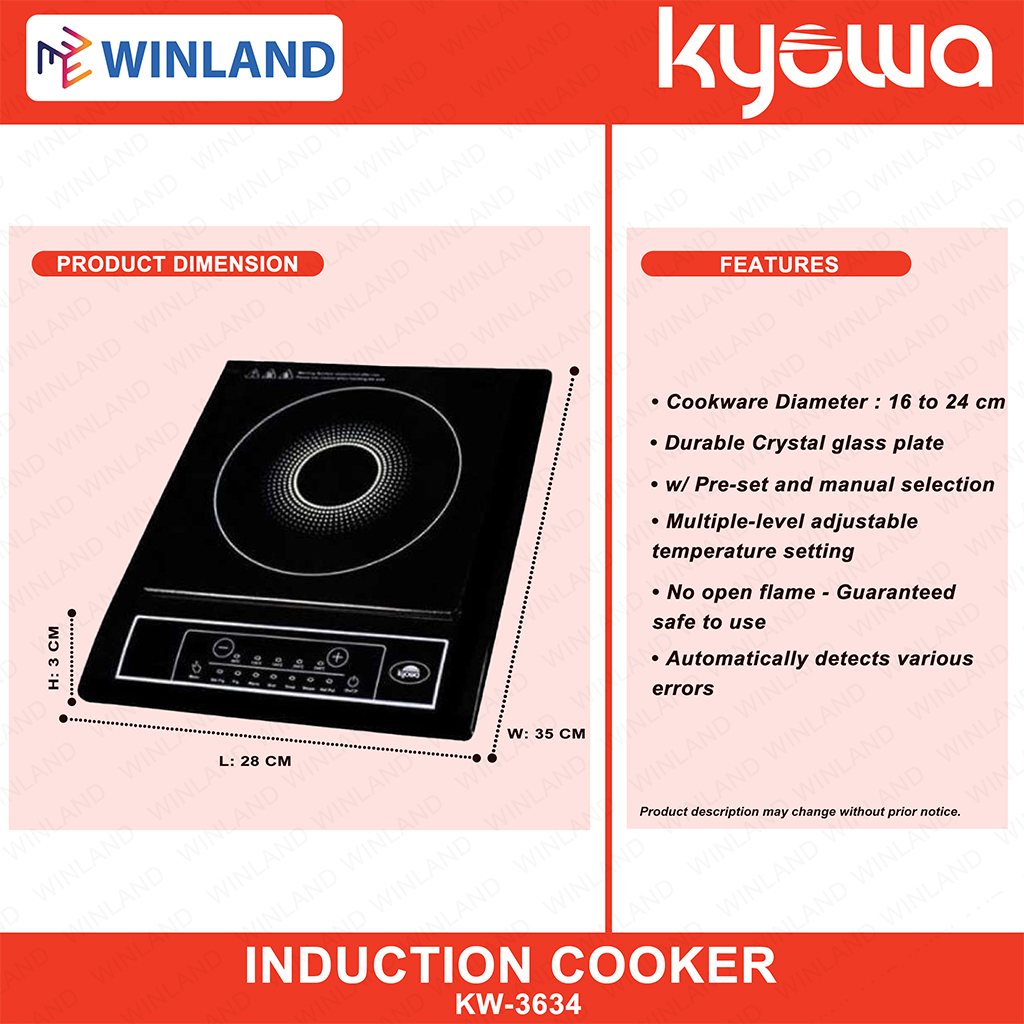 Kyowa by Winland KW-3634 Induction Cooker with Pre-Set and Adjustable ...