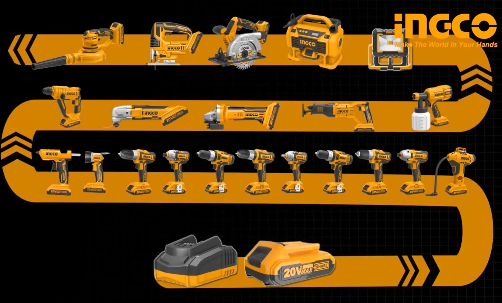 Ingco by Winland Rechargeable Fan 11" 2 Speed 20V CFALI2002 ING-CT ...