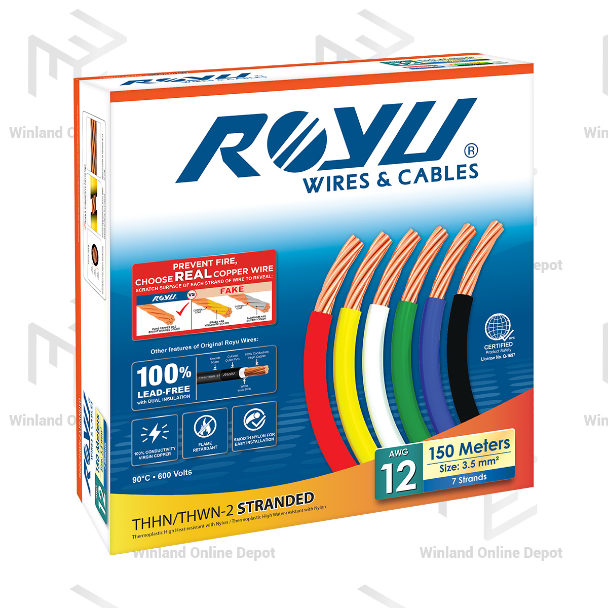 Royu by Winland THHN/THWN Stranded Wire 3.5mm² AWG12 Stranded 150 ...