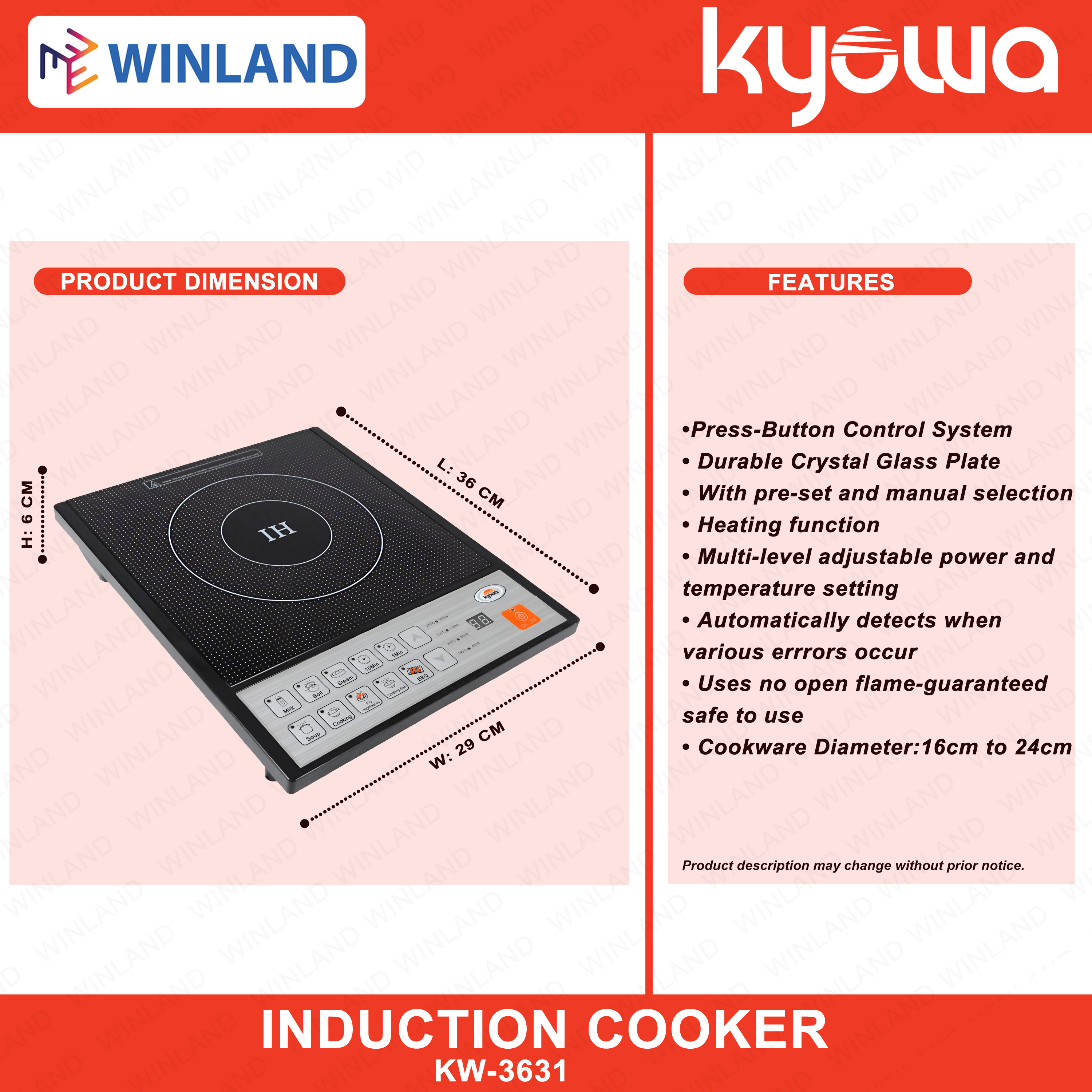 Kyowa by Winland Induction Cooker Induction Stove Electric Stove with ...