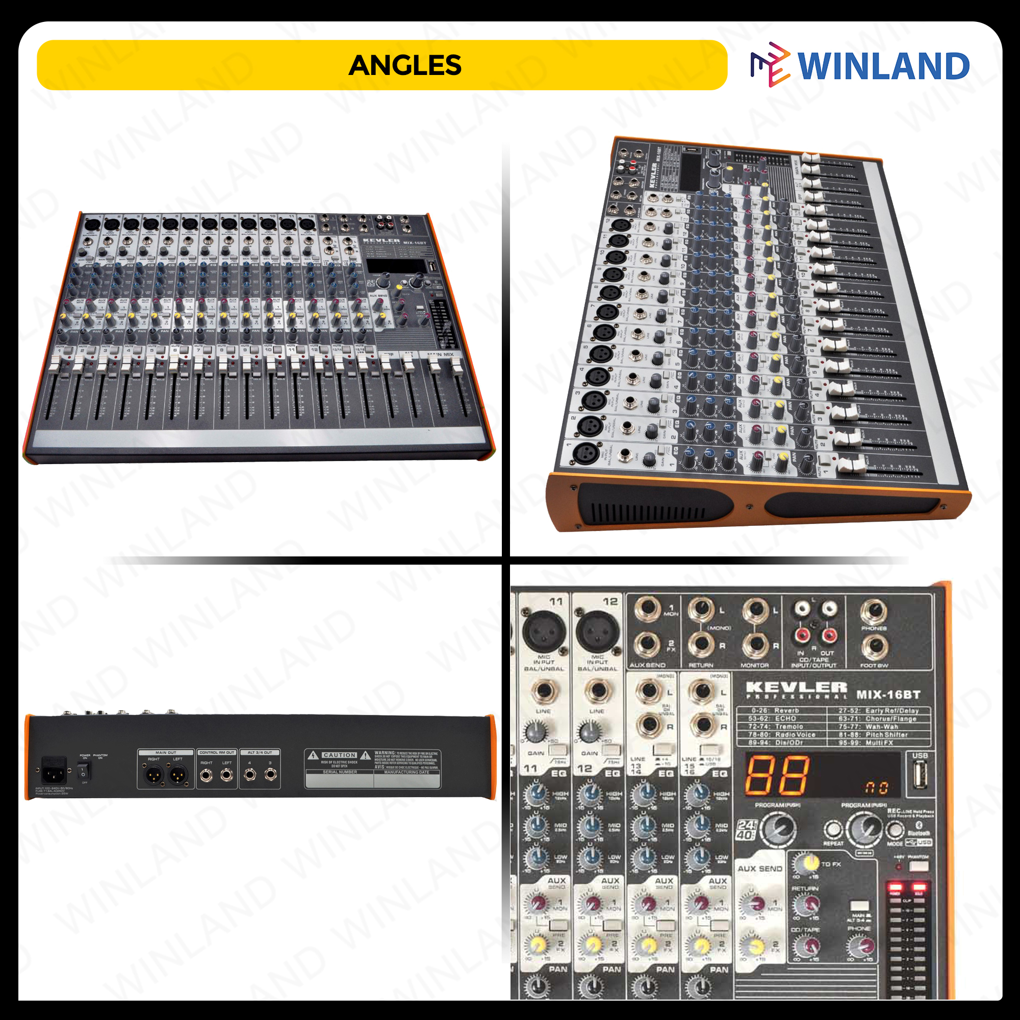 Kevler Professional by Winland 16 Channel Compact Mixer Sound System ...