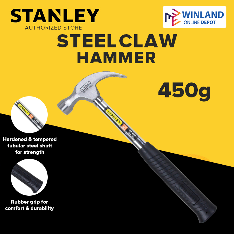 STANLEY by Winland Steel Claw Hammer 450g / 16oz Steel Handle Hammer ...