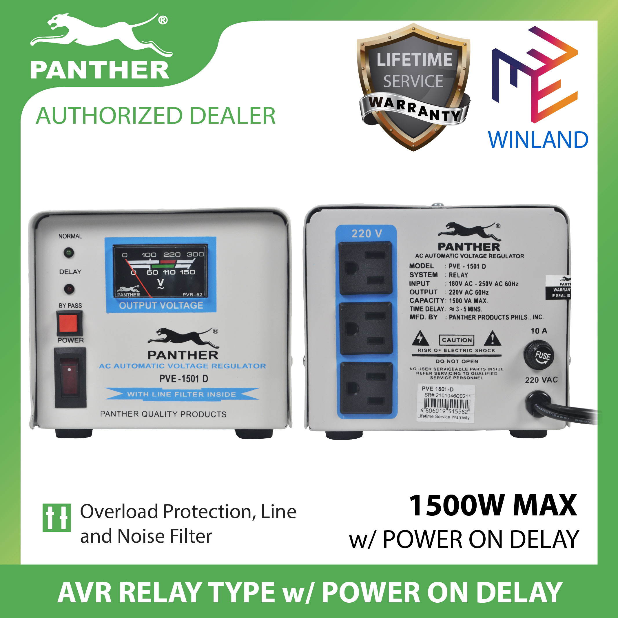 PANTHER by Winland PVE 1501 D AVR Relay Type, Output 220V AC with 3-5 ...
