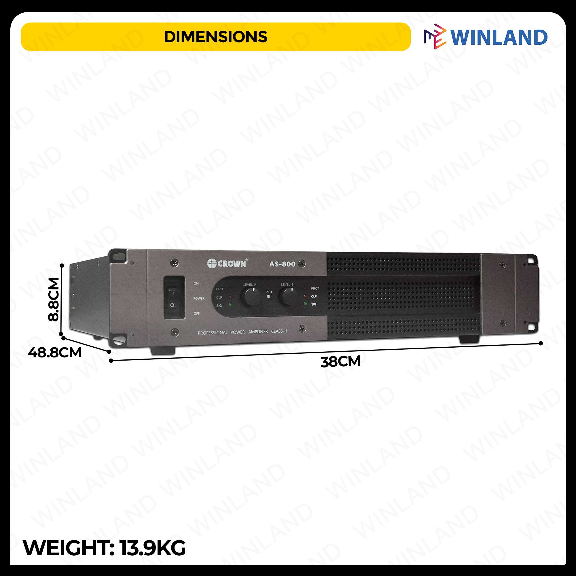 Crown by Winland Professional Powered Amplifier Alpha Series 8 Ohms ...