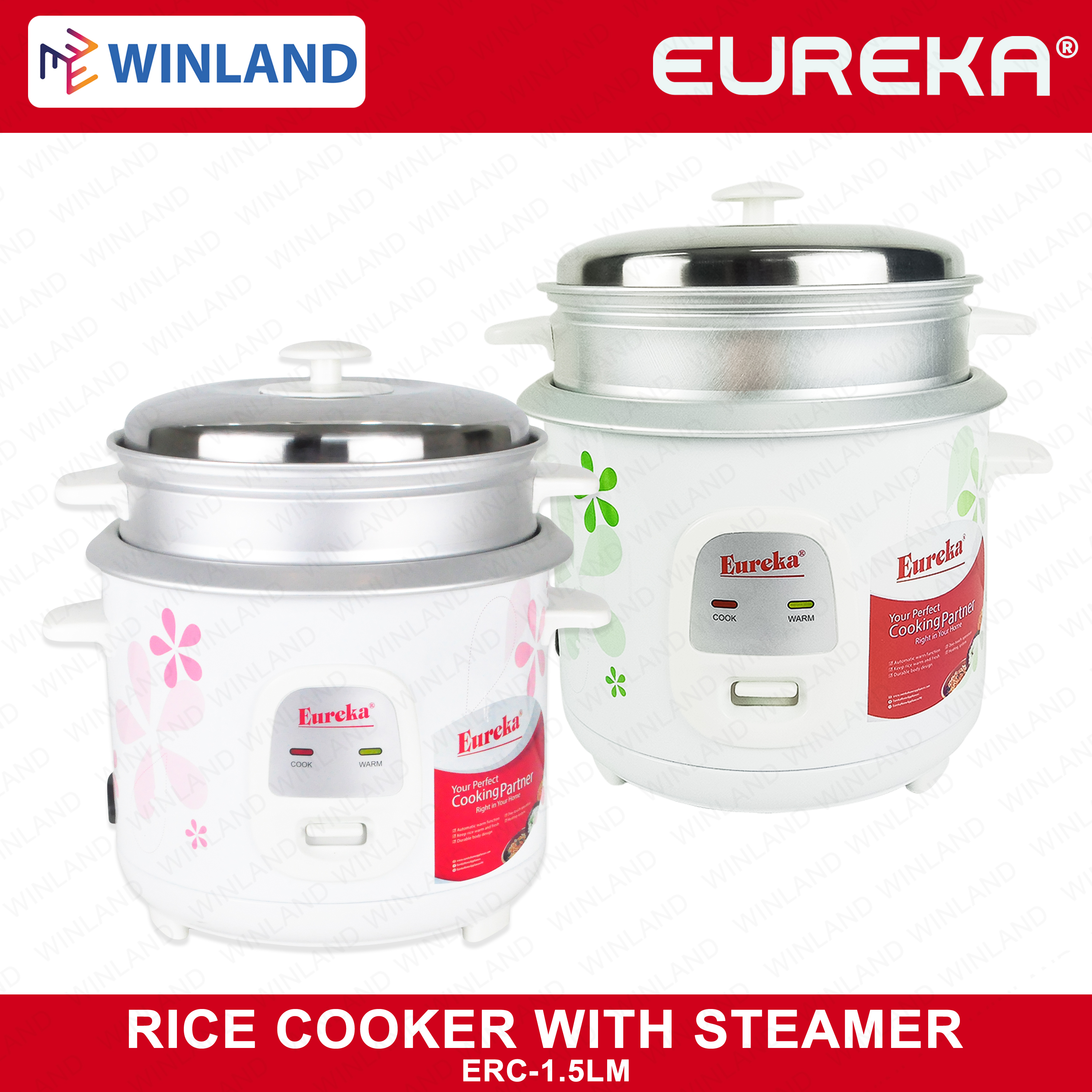 Eureka by Winland Rice Cooker 1.5Liters serves 4-5 cups Stainless Cover ...