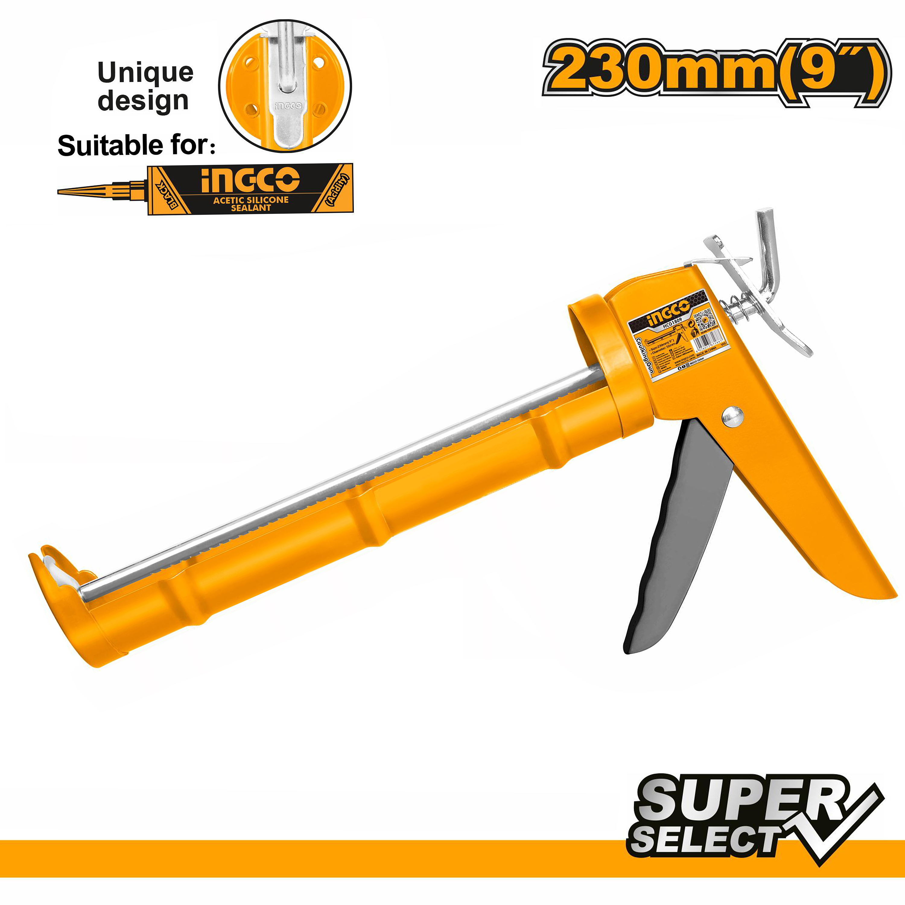 Ingco by Winland 9"/230mm Industrial Grade Caulking Silicon Sealant Gun ...