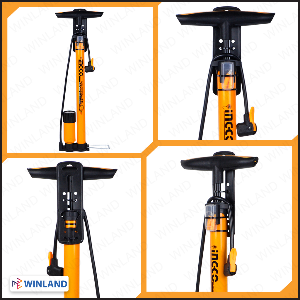 Ingco by Winland High Performance Aluminum Bicycle Floor Pump with and ...