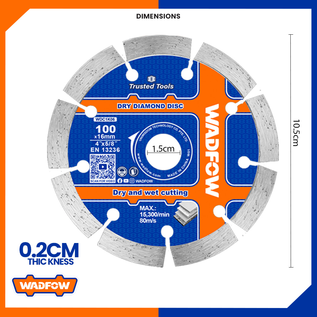 Wadfow by Winland 4inch-7inch Wet & Dry Diamond Disc for Bricks ...