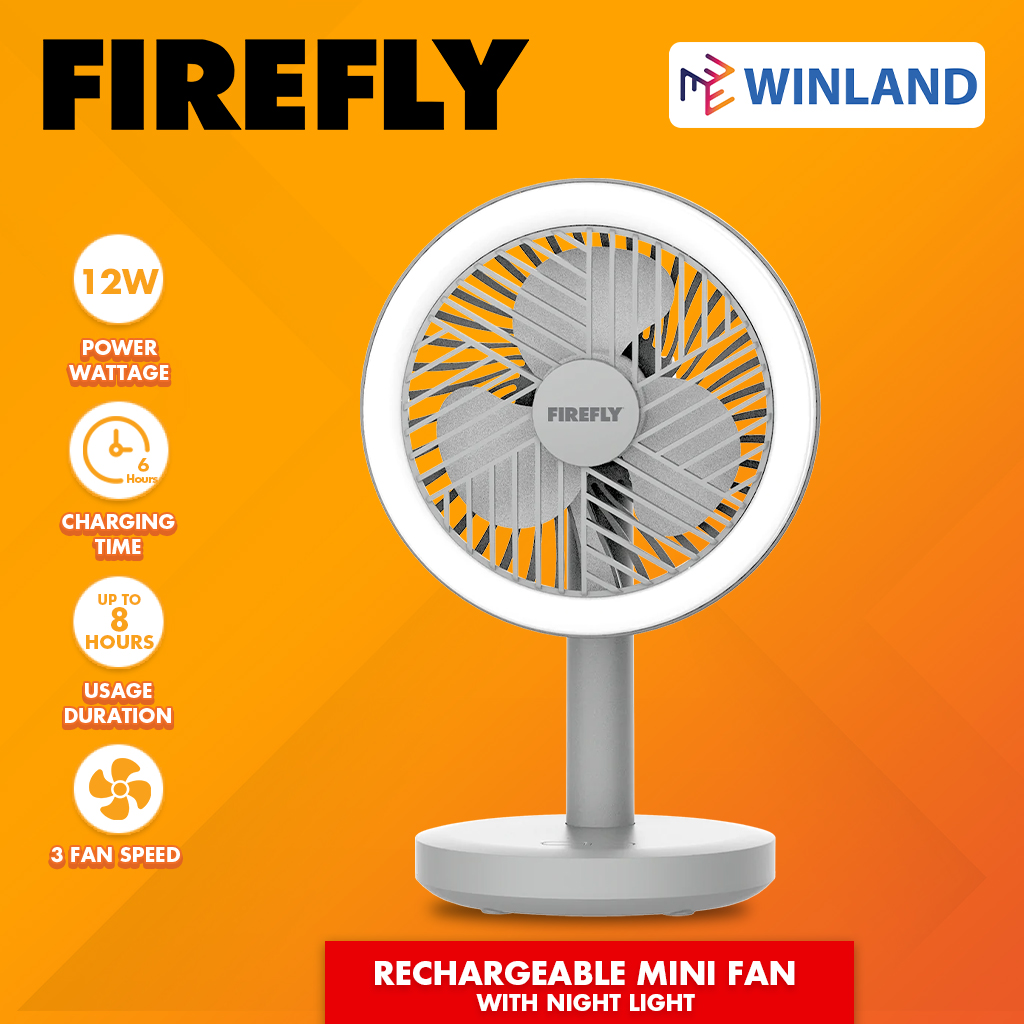 Firefly by Winland Rechargeable Mini Fan with Night Light/Ring Light ...