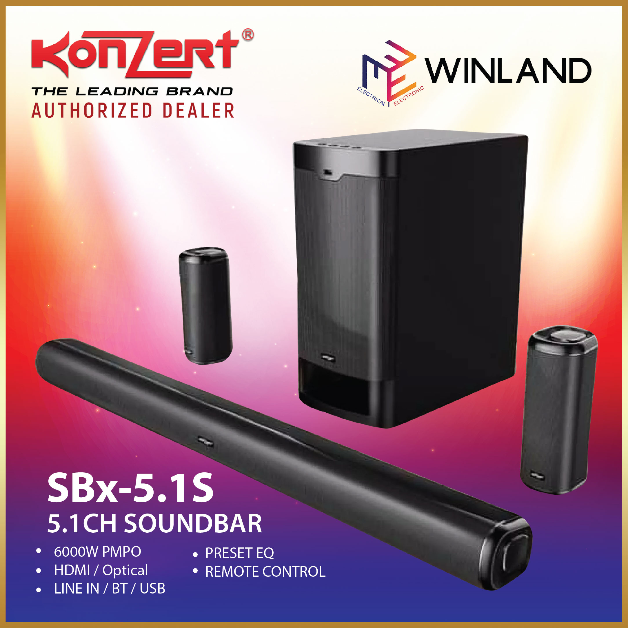 Konzert by Winland 5.1CH Sound bar Speaker System Soundbar with ...