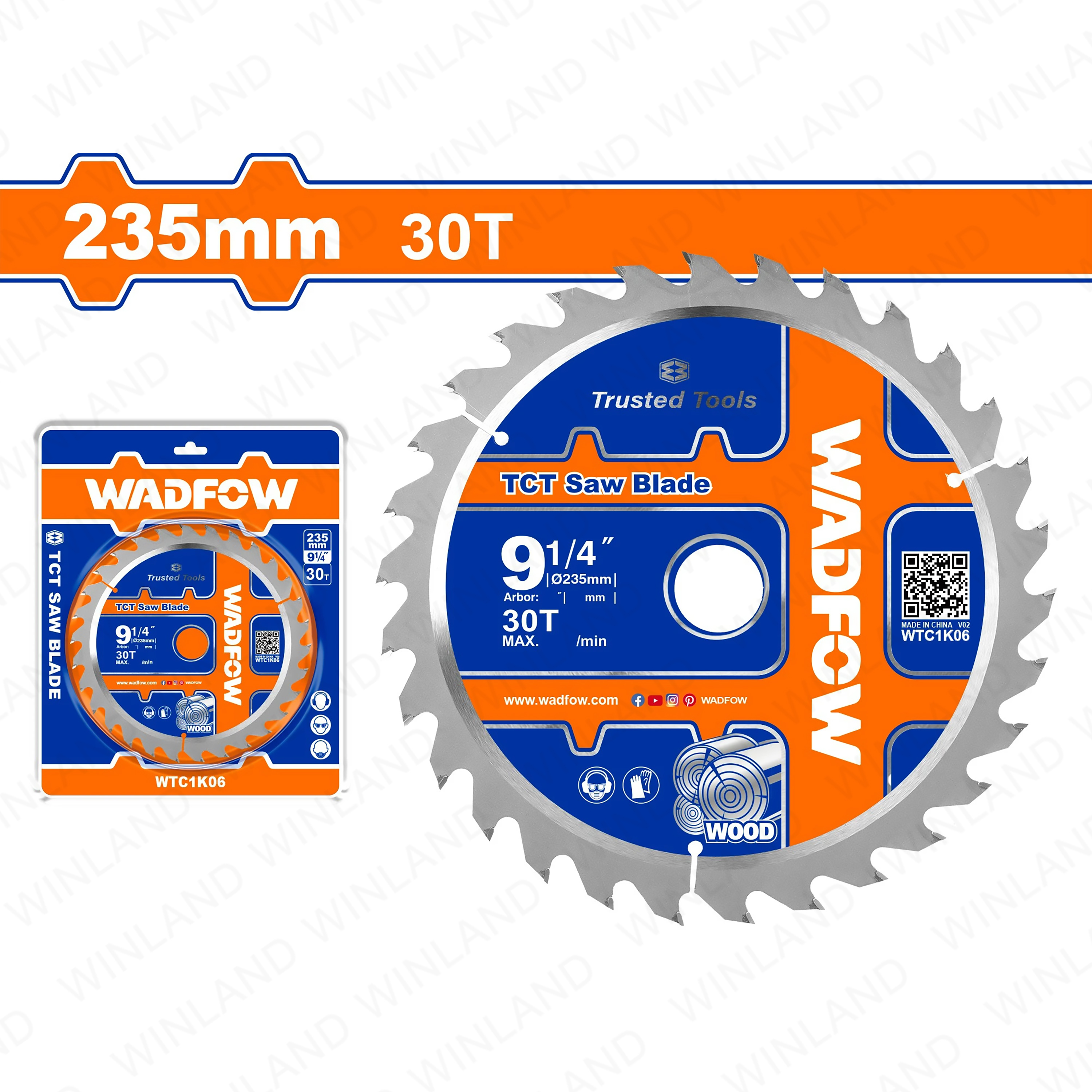 Wadfow by Winland TCT Wood Saw Cutting Disc Blade 235mm(9-1/4") 30T ...