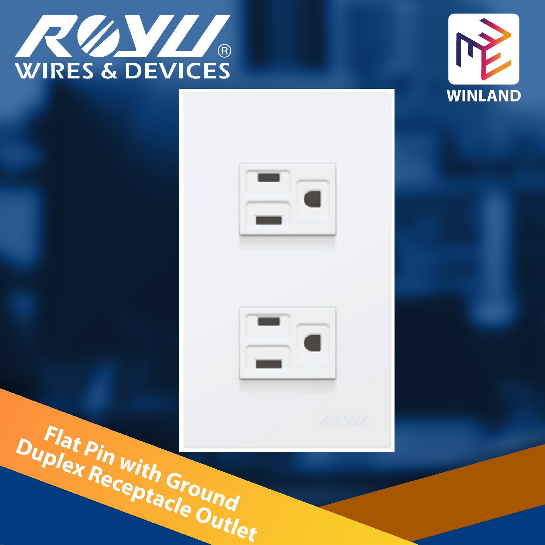 ROYU by Winland WD Flat Pin with Ground Duplex Receptacle Outlet WD922 ...
