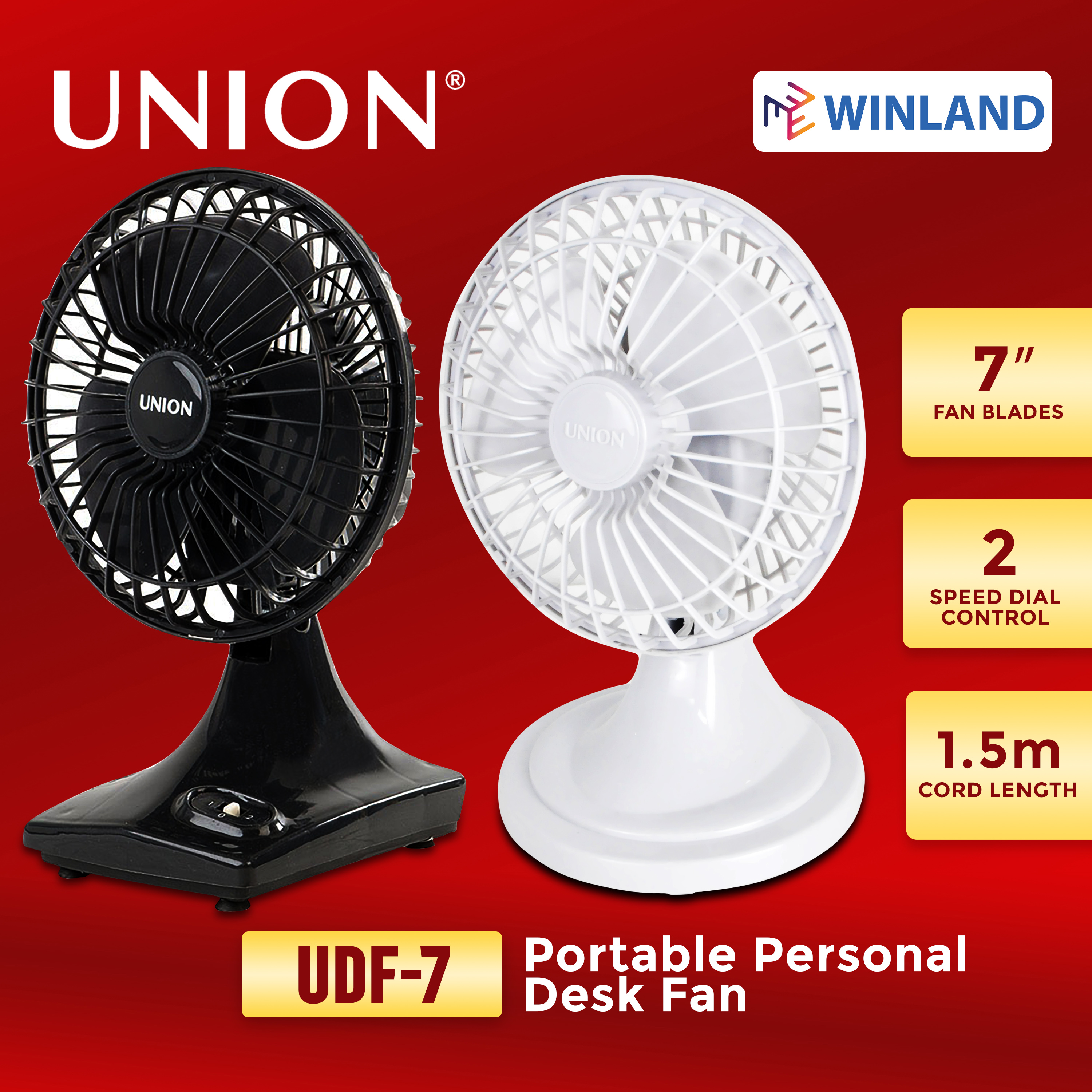UNION by Winland 7inches Portable Personal Desk Fan / Electric Fan UDF-7 | Lazada PH