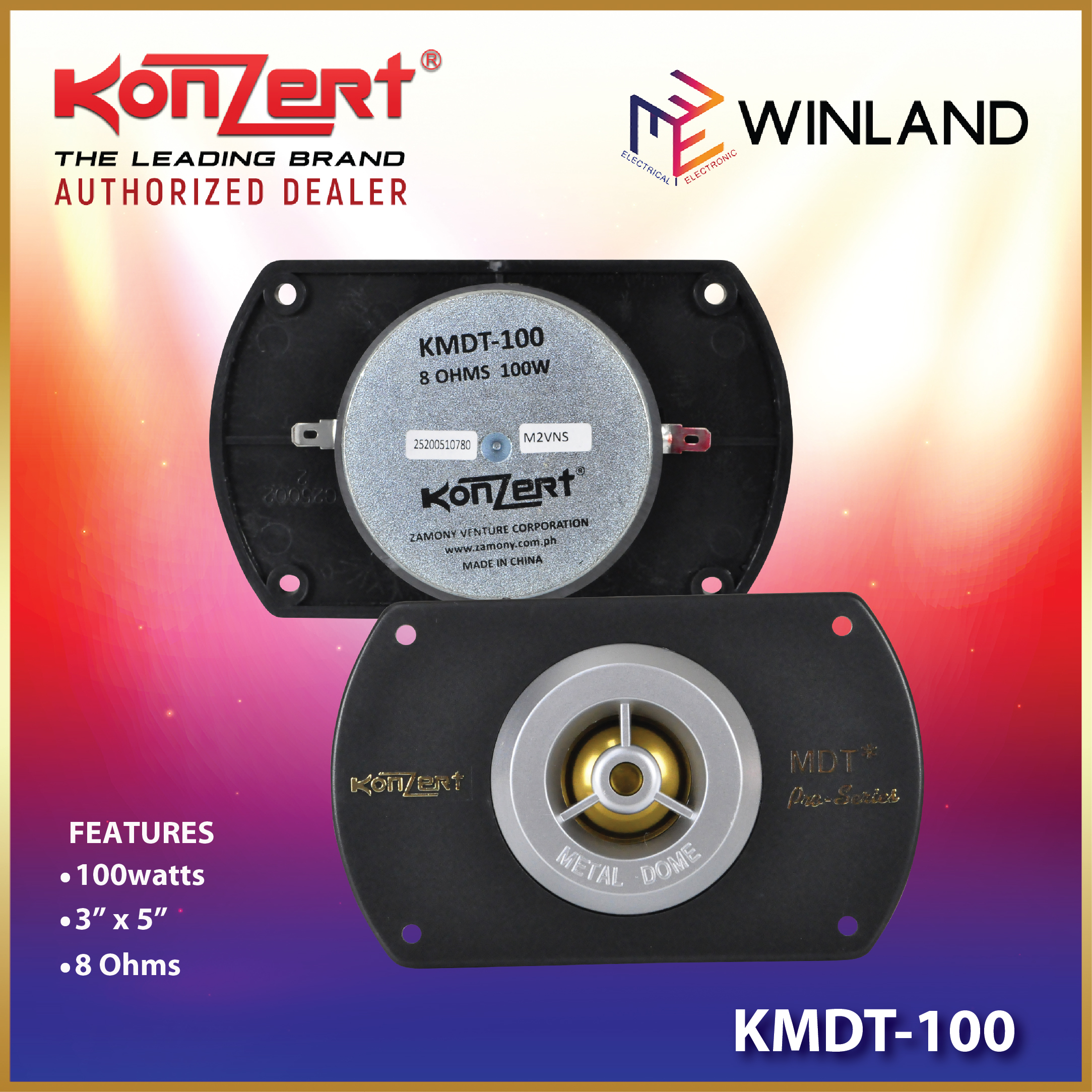 Konzert by Winland Professional 3inch x 5inch Metal Dome Tweeter-100W ...