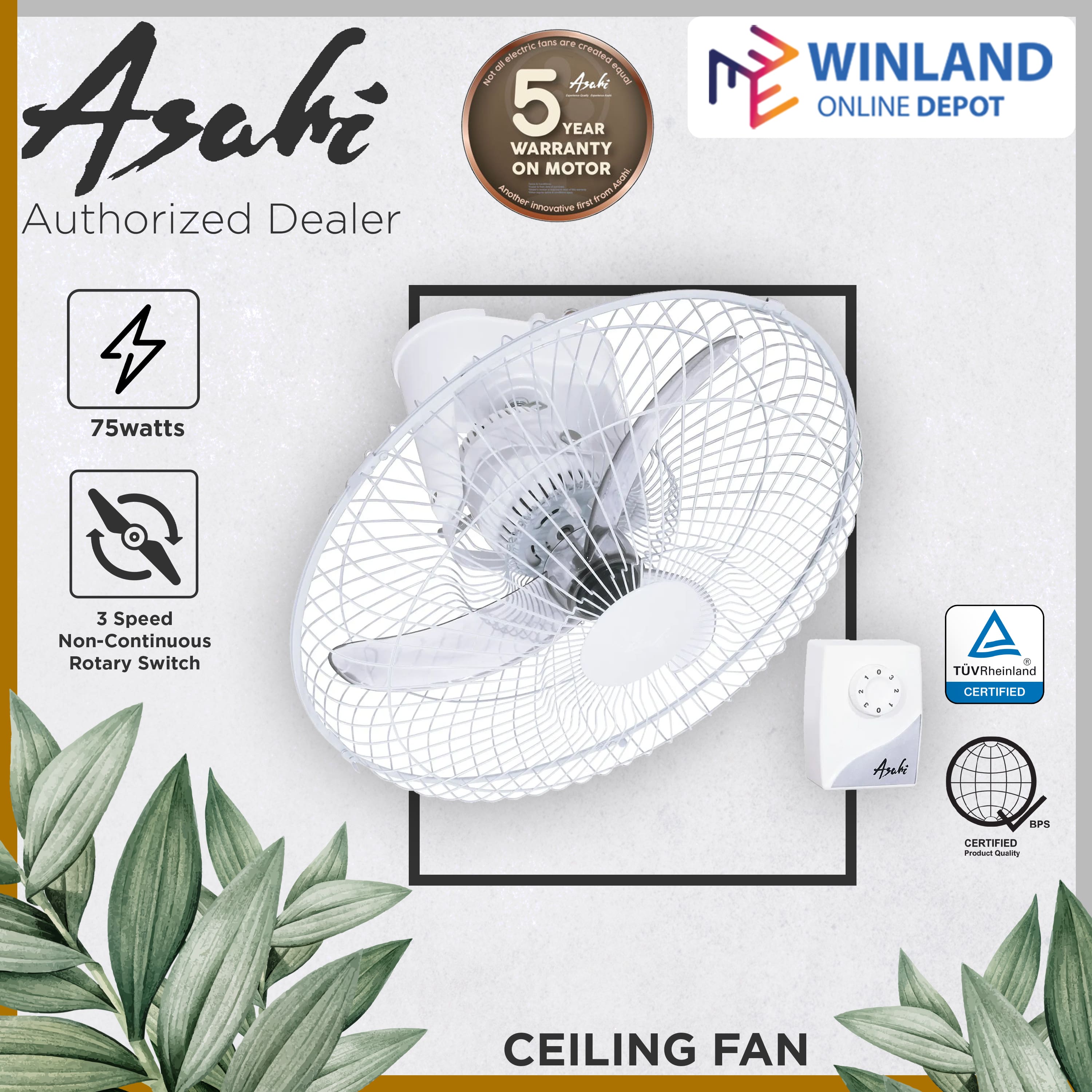 ASAHI by Winland 18inch Ceiling Fan Circofan | Electric Fan CF-833 CF ...