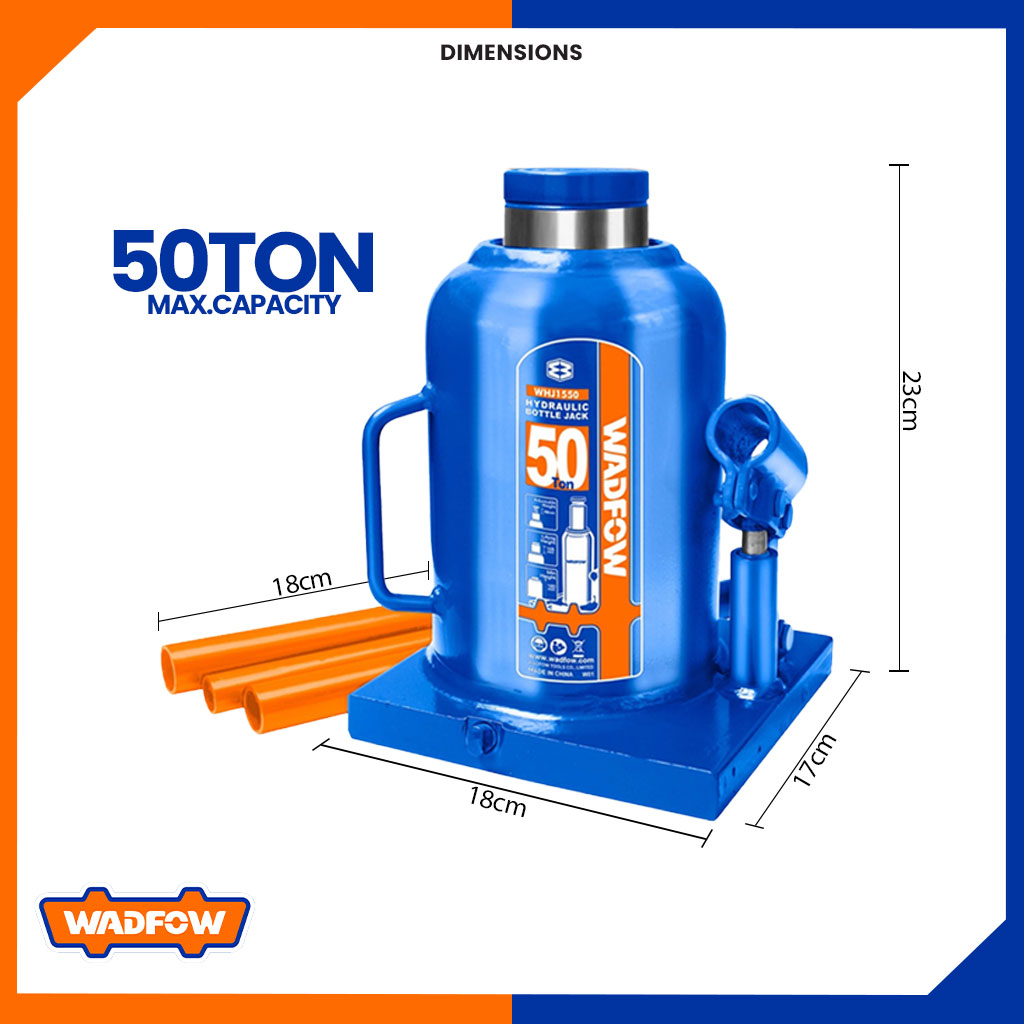 Wadfow by Winland WHJ1550 Hydraulic Welded Bottle Jack 50Ton With ...