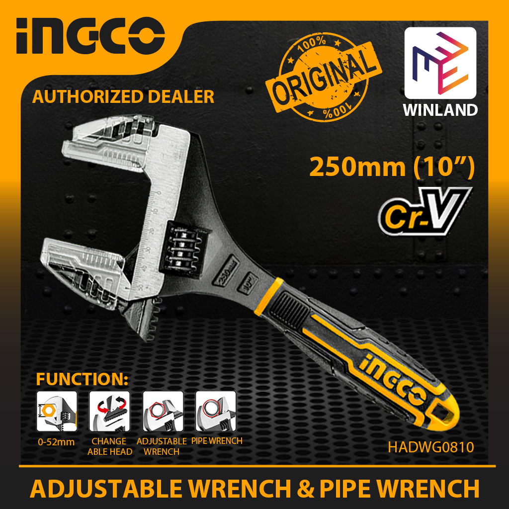 Ingco by Winland 10"/250mm 2in1 Adjustable Wrench & Pipe Wrench HADWG0810 | Lazada PH