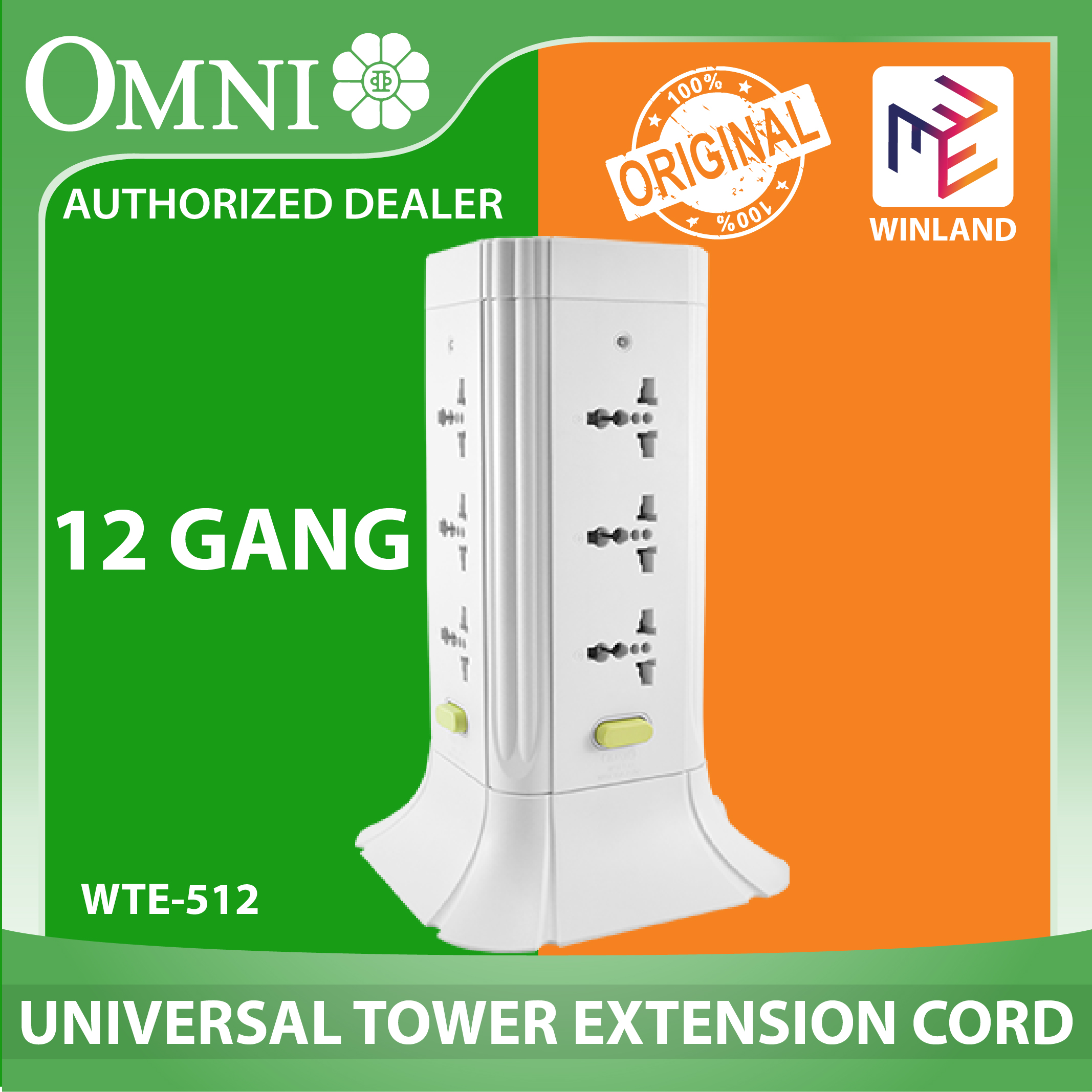 OMNI by Winland Universal Tower Extension Cord 12 Gang with Switch 1 ...