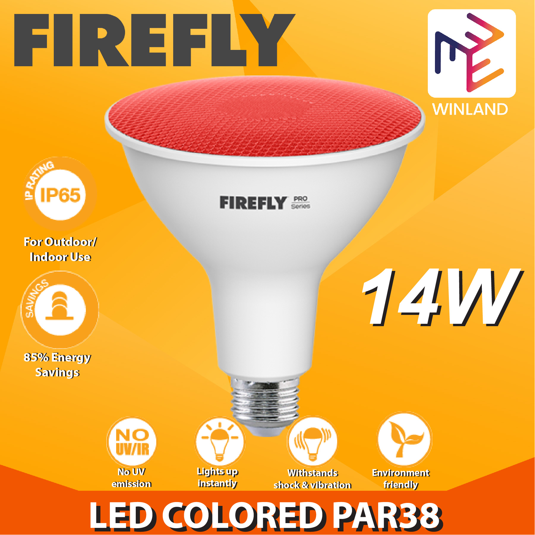 Firefly by Winland Pro Series LED Light Bulb Colored PAR38 | Lazada PH