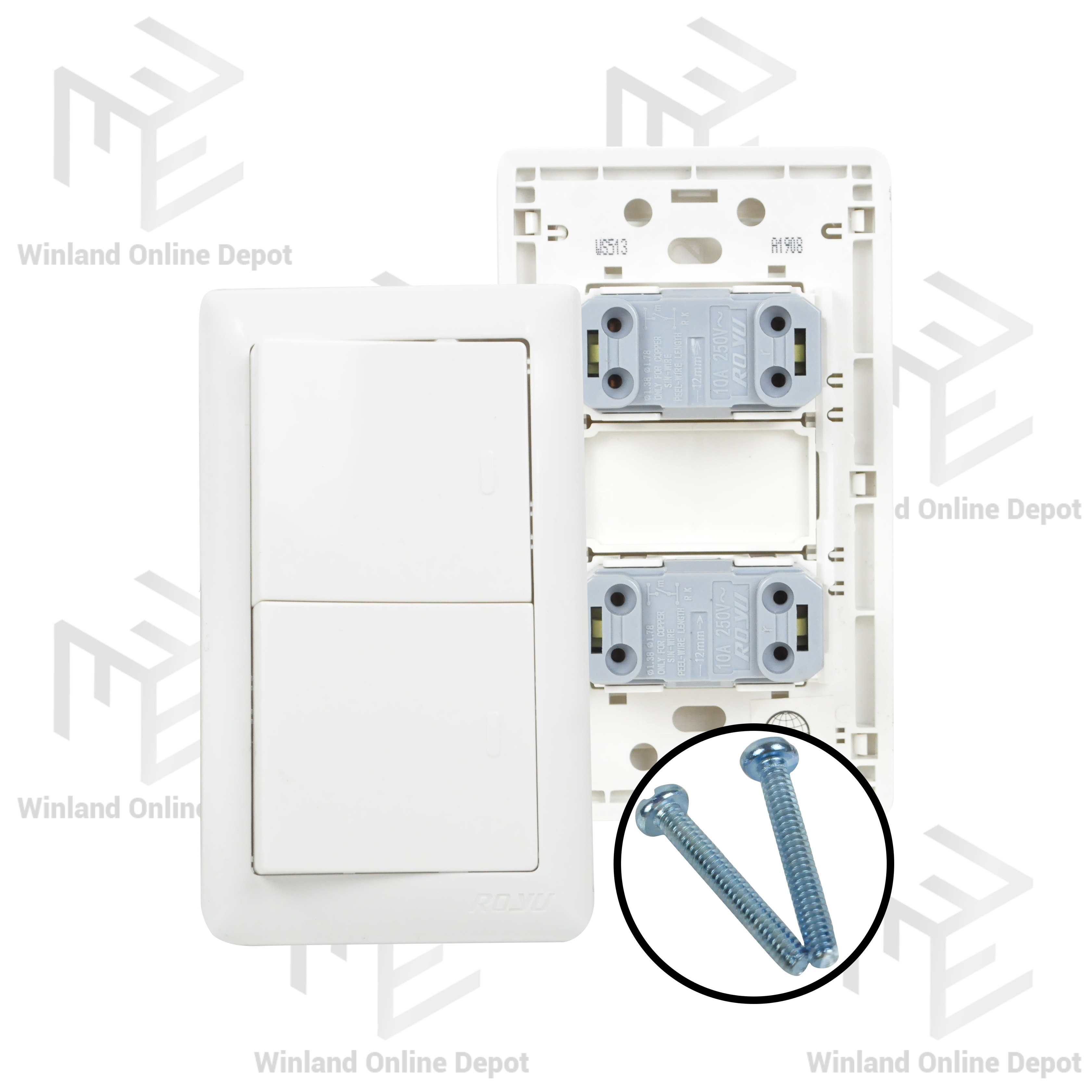 Royu by Winland Super Wide Series 2-Gang Switch Set Electrical Wiring ...