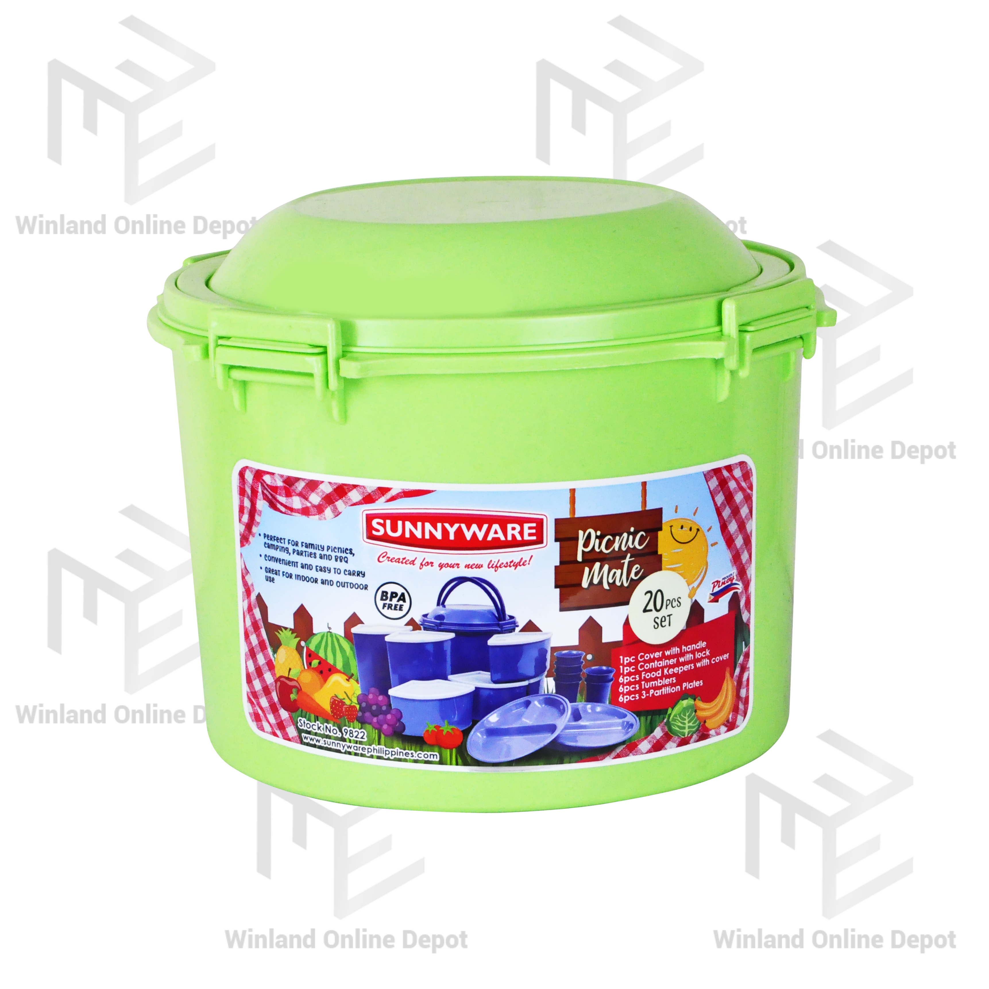 Sunnyware by Winland Stackable Picnic Mate Set - Deluxe (20pcs) 9822-A ...