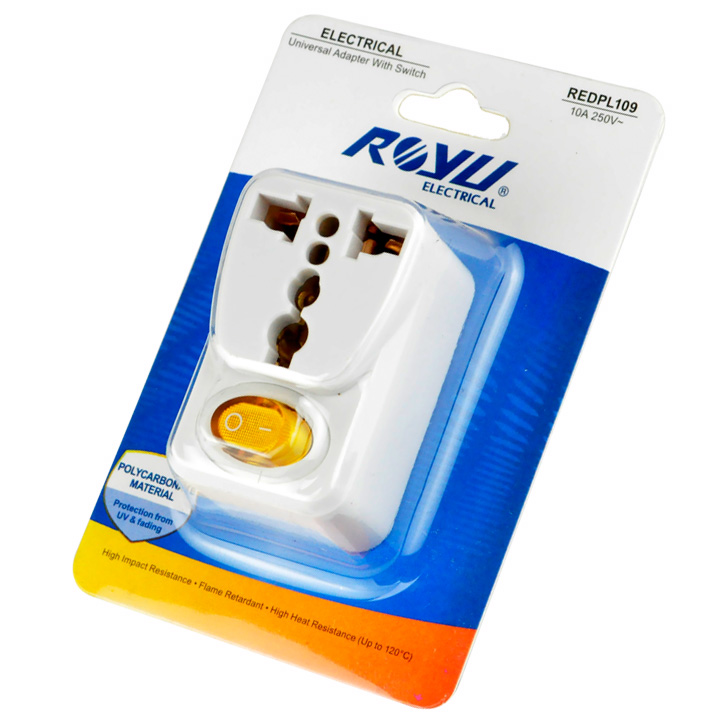 Royu by Winland 10A 250v Universal Adapter/Adaptor with Switch & 2-USB ...