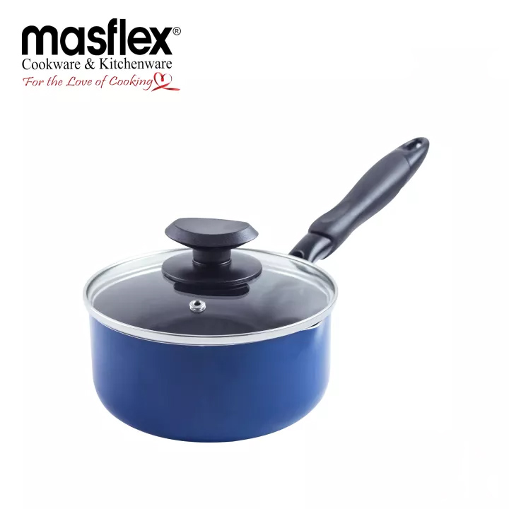 Masflex by Winland Non Stick Induction Sauce Pan with Glass Lid 16cm NS ...
