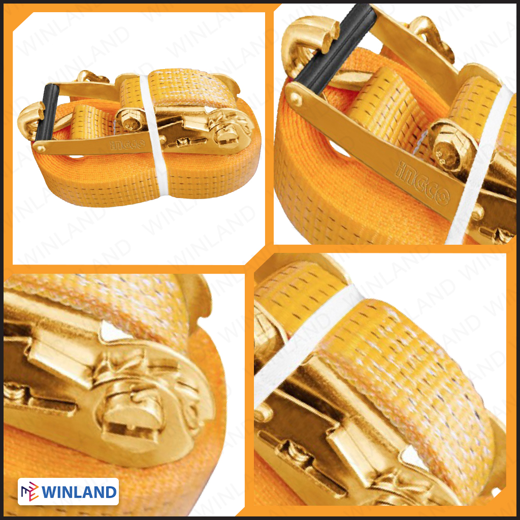 Ingco by Winland 10m Ratchet Straps Tie Down Hold Secure Cargo Straps ...