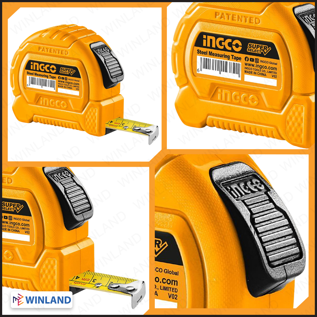Ingco by Winland Steel Tape Measure Double Button w/ PURE ABS 3m/5m ING ...