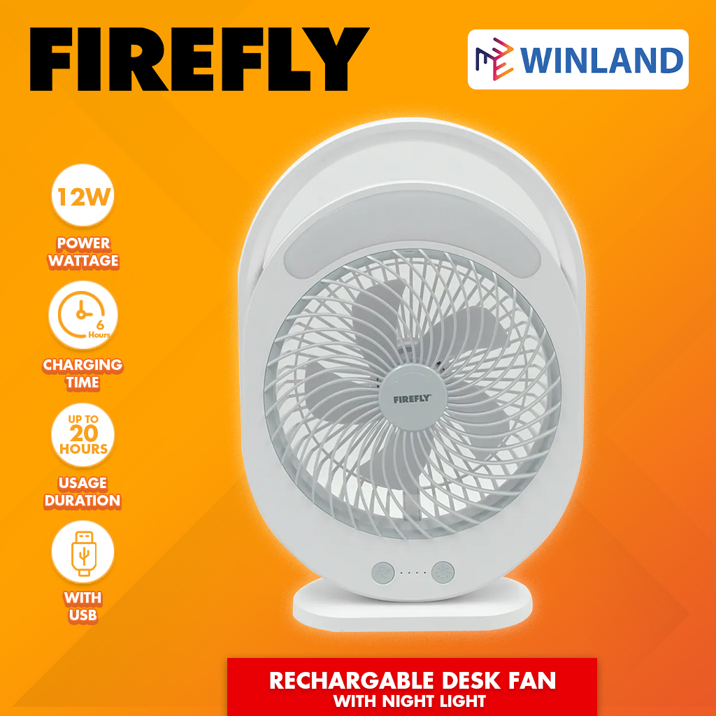 Firefly by Winland Multifunction Rechargeable 12W Desk Fan / Table Fan ...