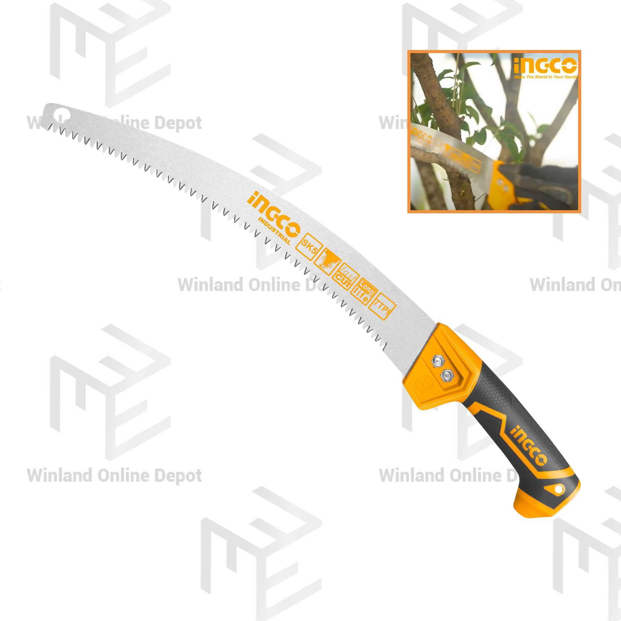 Ingco by Winland Curved Tree Branch Grass Cutter Pruning Saw 330mm(13 ...