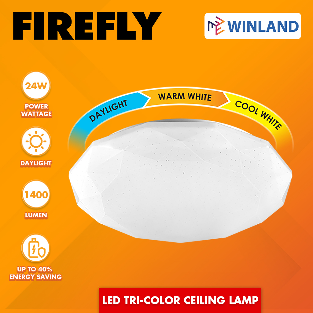 Firefly by Winland Tri-Color Crystal Ceiling Lamp Basic Series LED ...