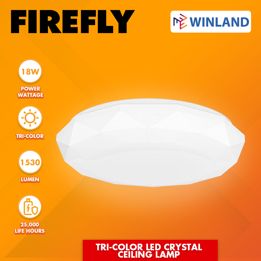 FIREFLY by Winland Basic Series Tri-Color LED Crystal Ceiling Lamp Star ...